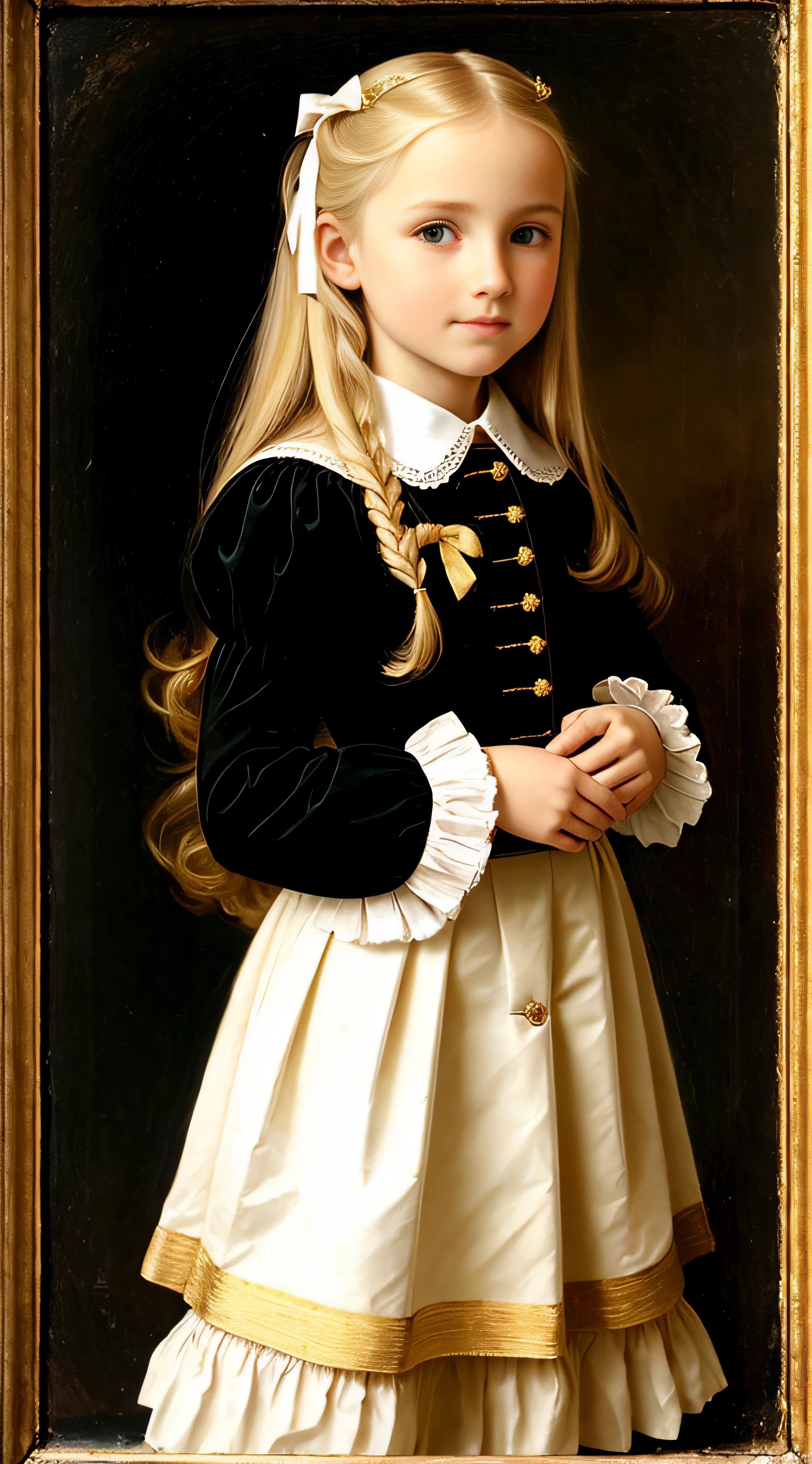 Arafed portrait of a young girl in a blue dress and a bow tie - SeaArt AI