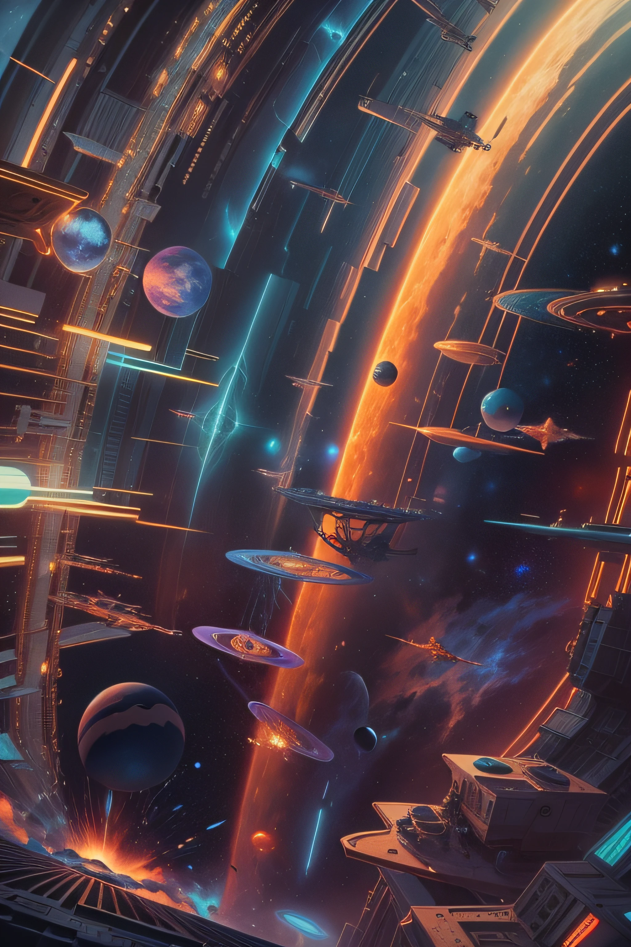 A close up of a spaceship flying through a space filled with stars ...