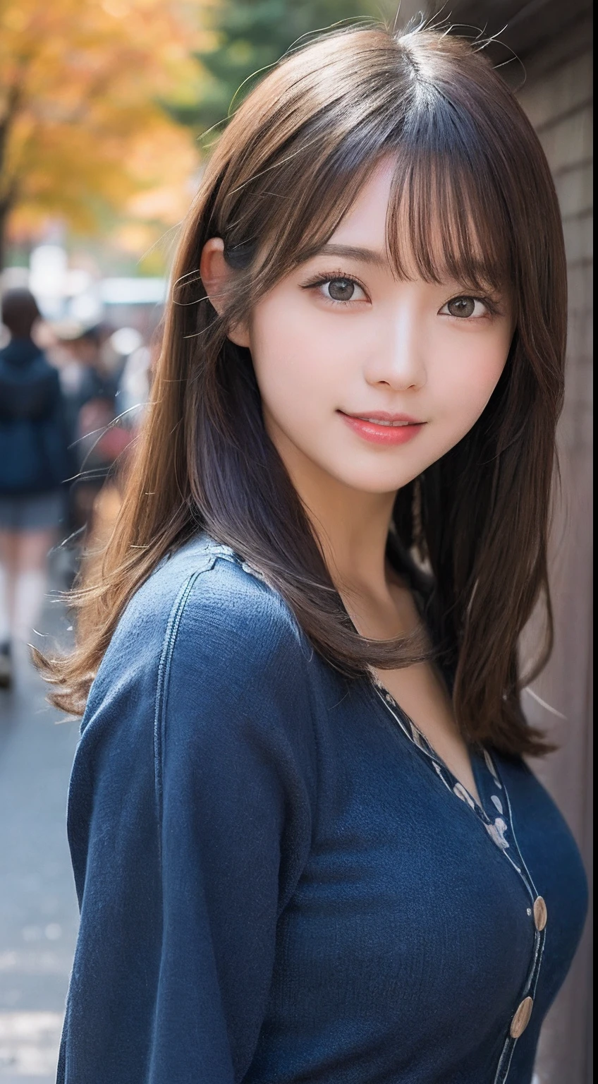 A close up of a woman with long hair wearing a blue dress - SeaArt AI