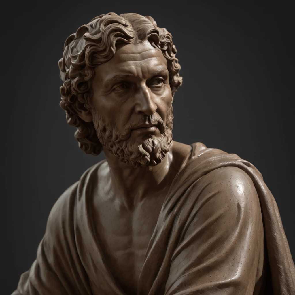 A statue of a man with a beard and a robe - SeaArt AI