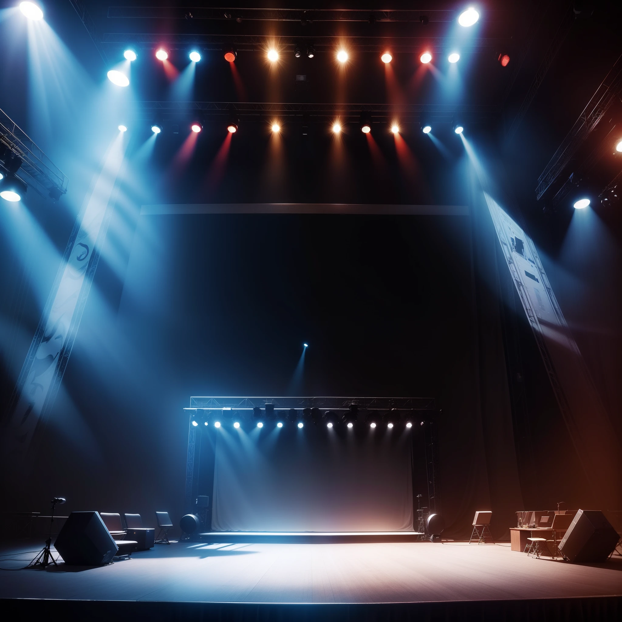 A close up of a stage with a stage light and a stage set - SeaArt AI