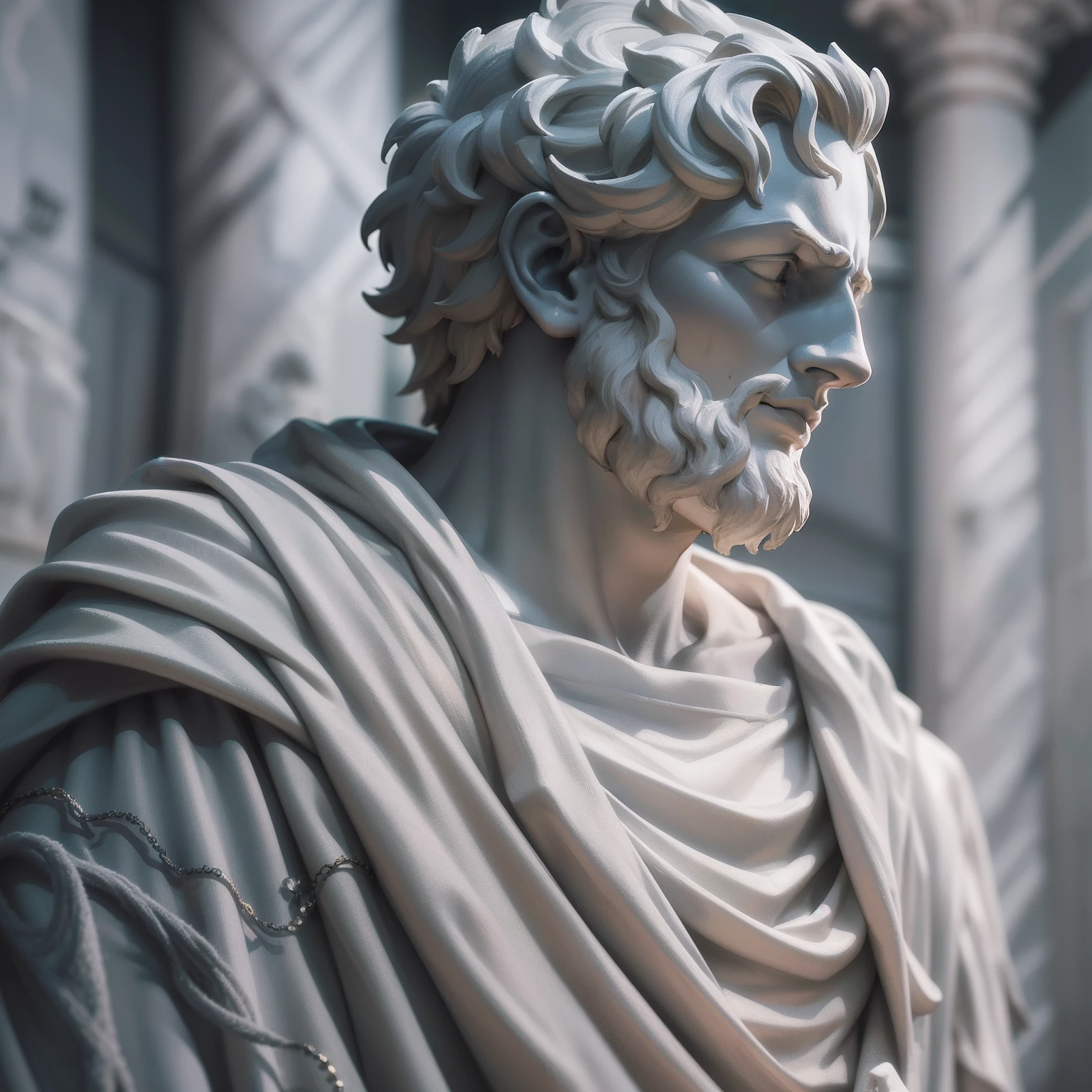 A close up of a statue of a man with a beard - SeaArt AI