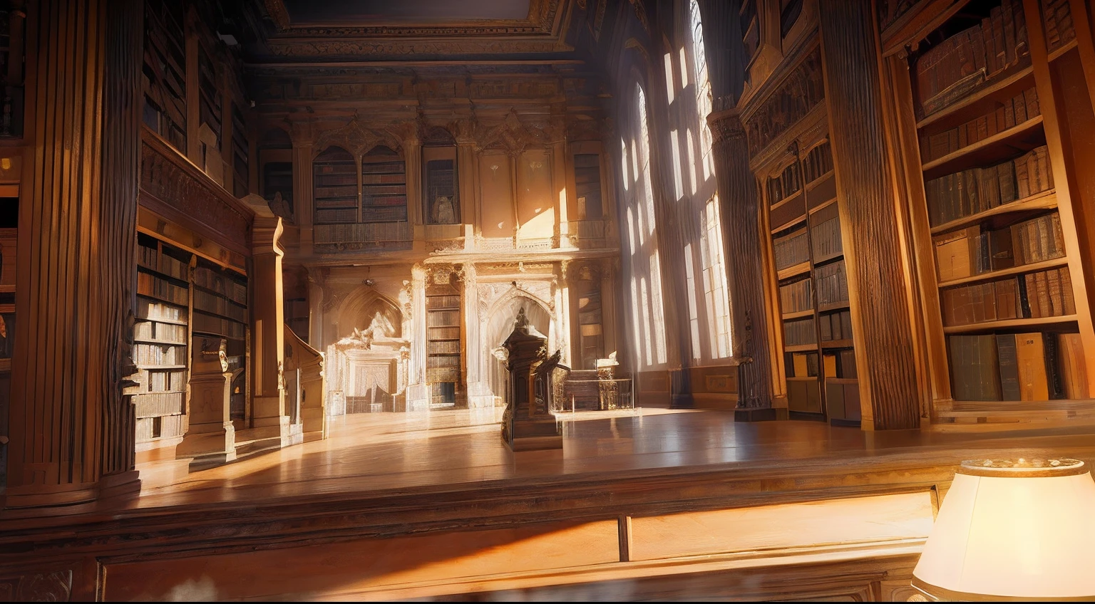 There is a room with a lot of books on the shelves - SeaArt AI