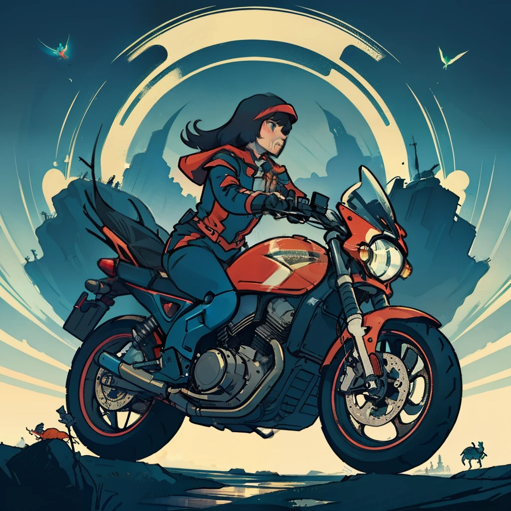 A close up of a person riding a motorcycle on a hill - SeaArt AI