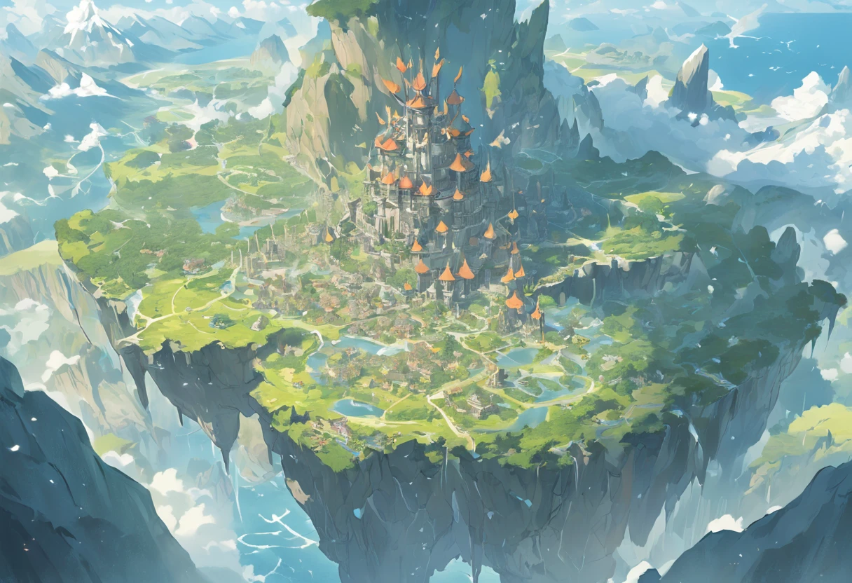 Anime landscape with a small island in the middle of the ocean - SeaArt AI