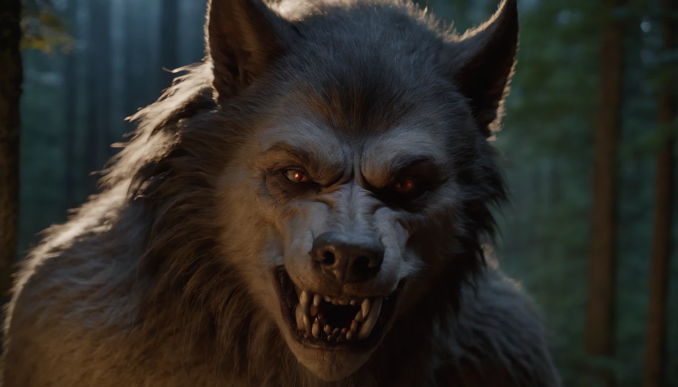 A close up of a wolf with a big grin on its face - SeaArt AI