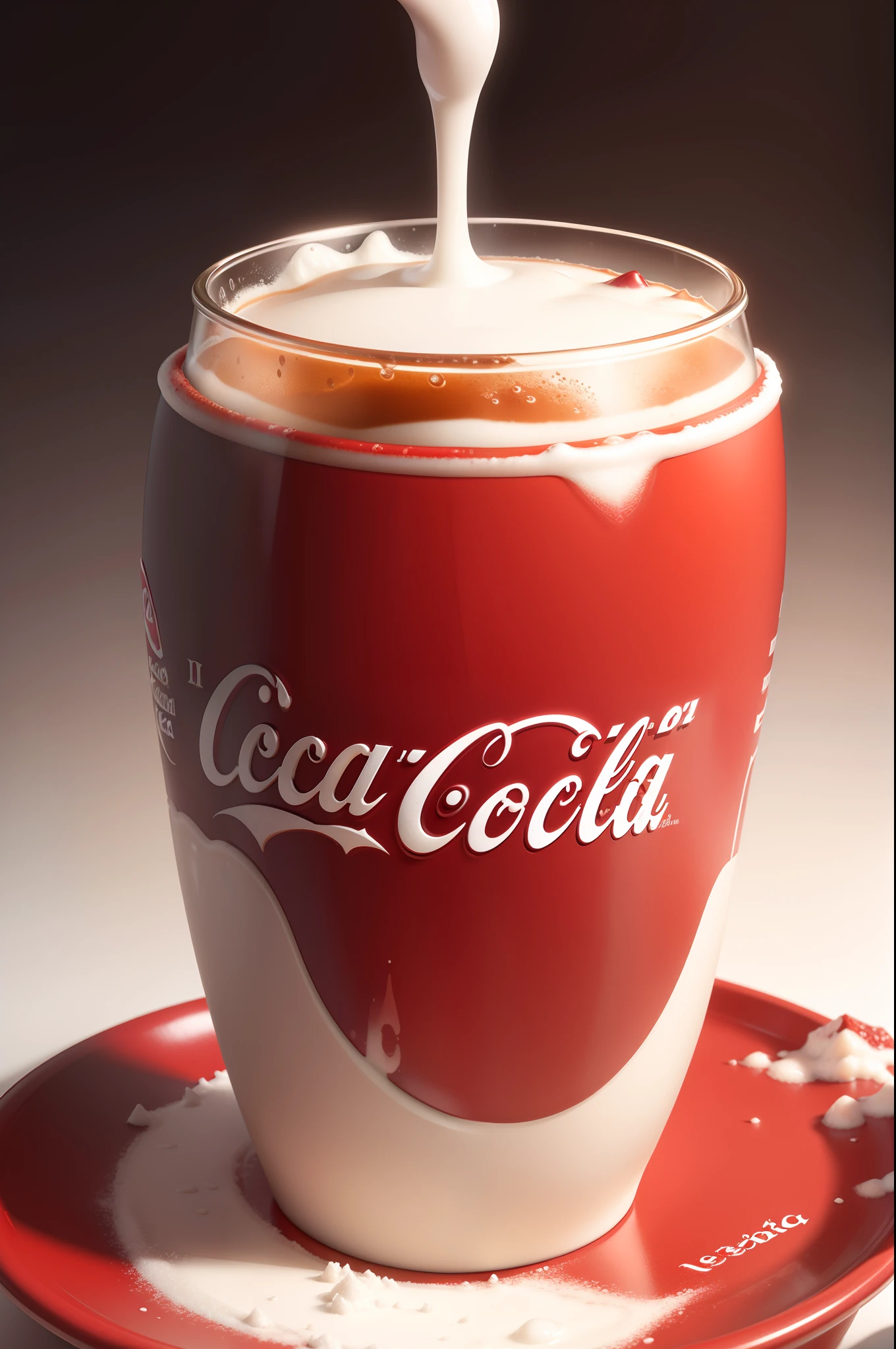 Coca cola is pouring milk into a cup of coffee - SeaArt AI