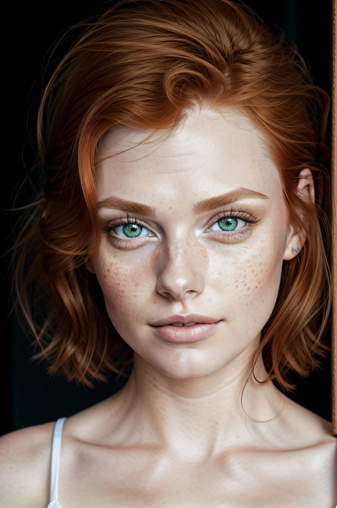 A close up of a woman with freckles and freckles on her face - SeaArt AI