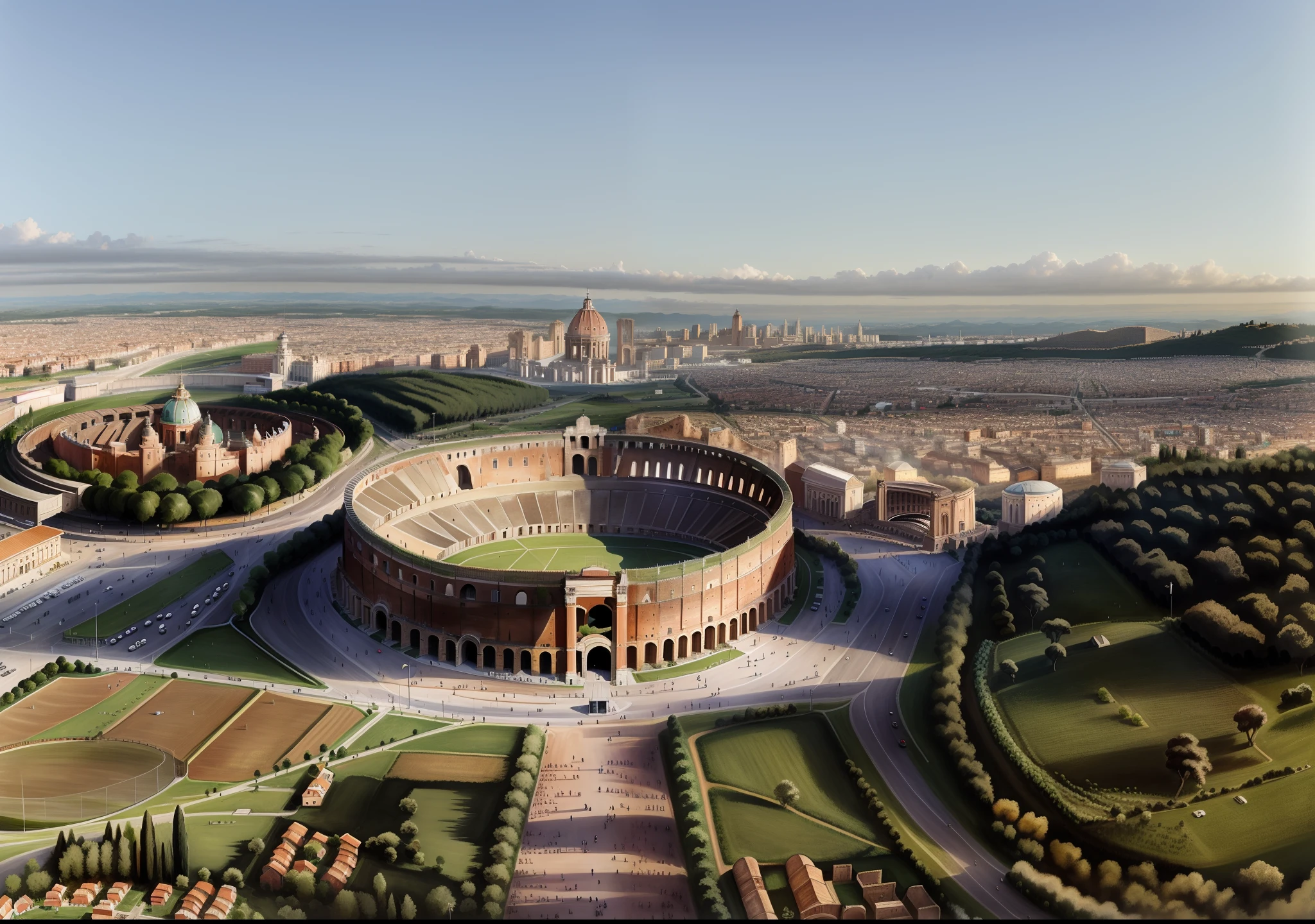 Arafed view of a stadium with a lot of green grass - SeaArt AI