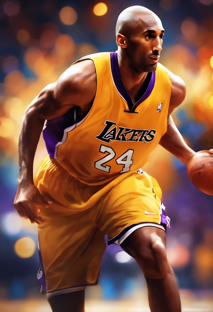 Kobe kobe kobe basketball player in yellow jersey with ball - SeaArt AI