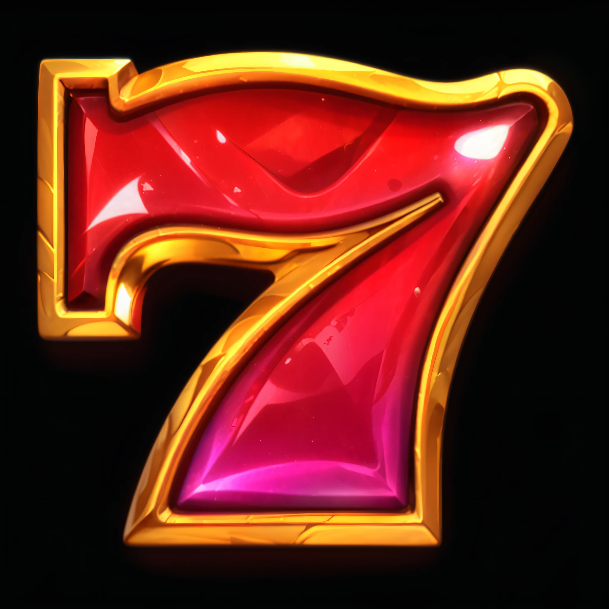 A close up of a red and gold number seven - SeaArt AI