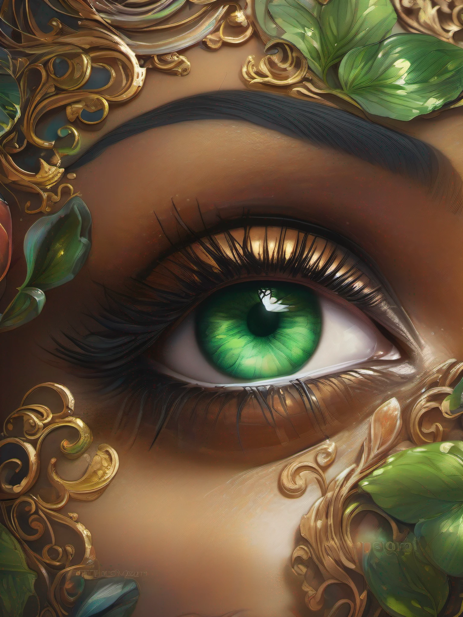 A close up of a woman's eye with green eyes - SeaArt AI