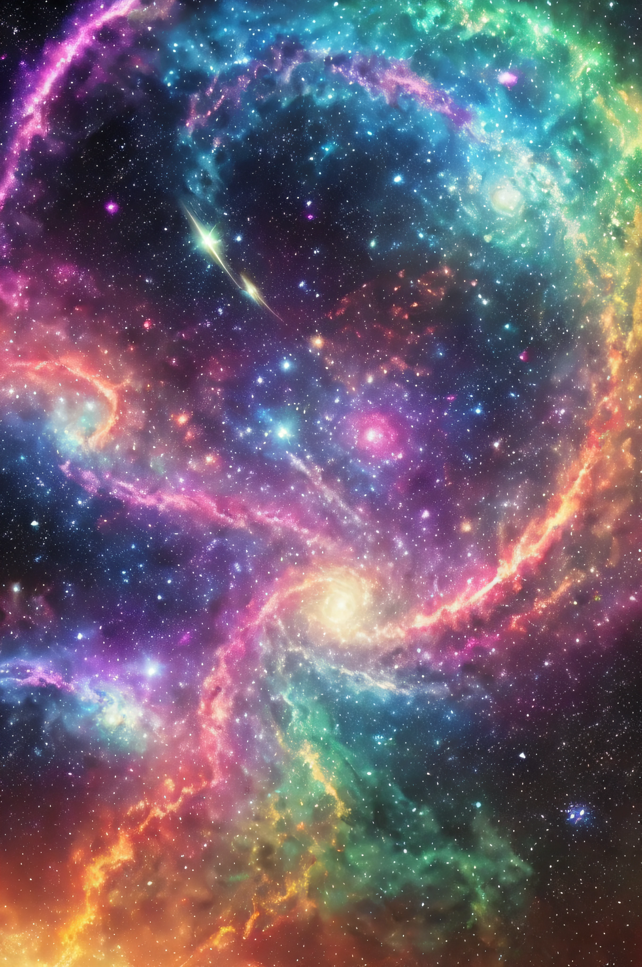 A colorful galaxy with stars and a spiral shaped object - SeaArt AI