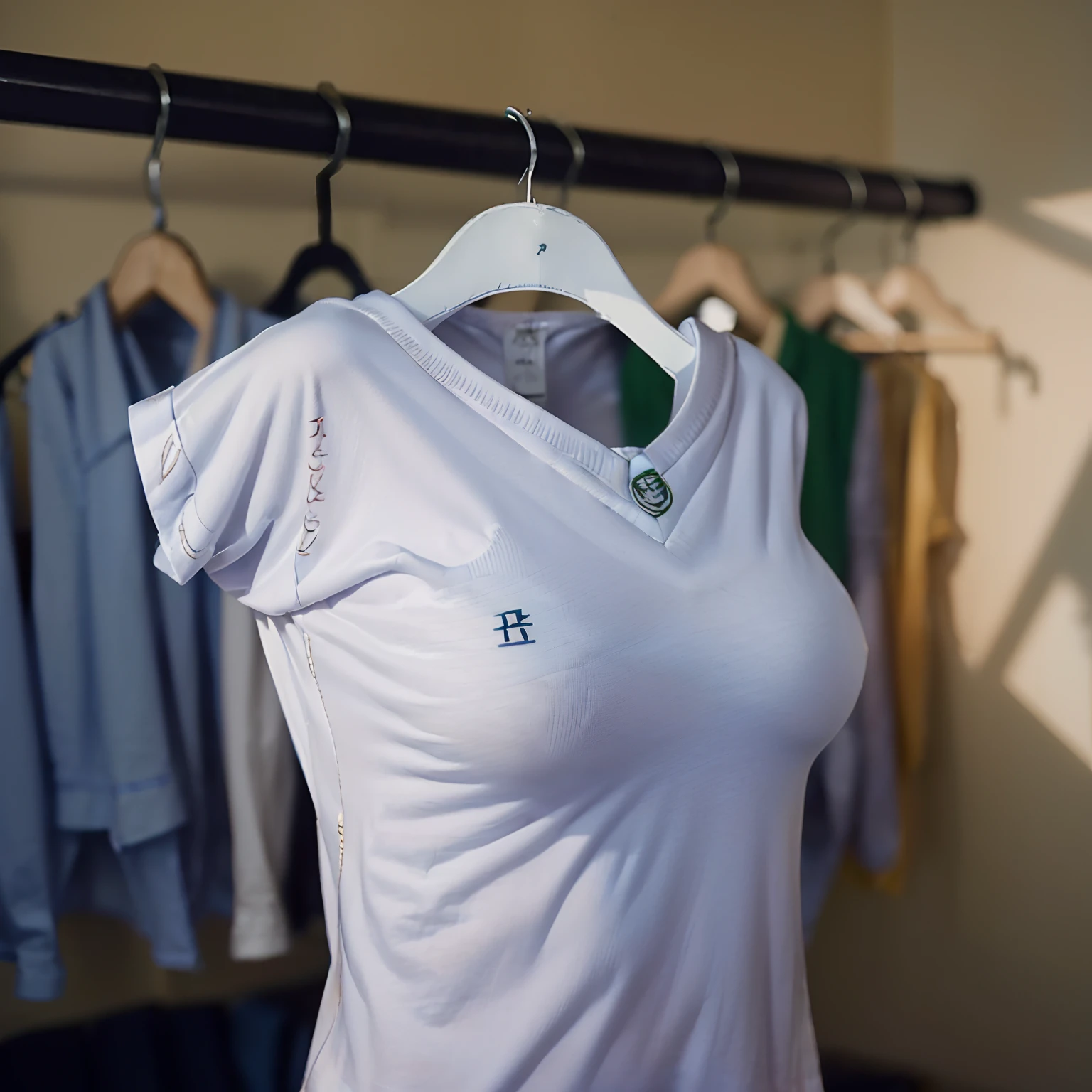 Arafed shirt hanging on a rack in a clothing store - SeaArt AI