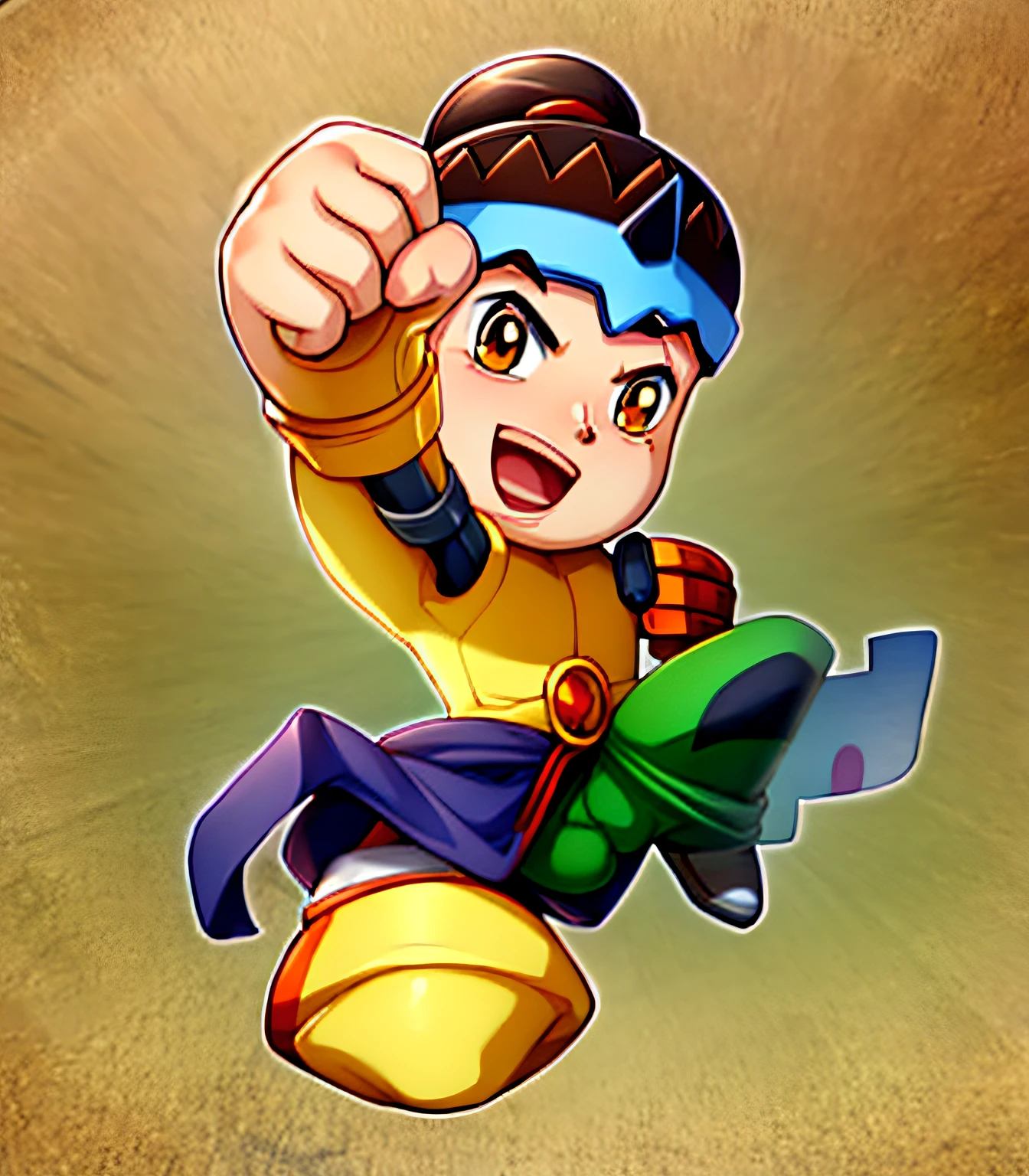 A cartoon image of a man flying through the air with a kite - SeaArt AI