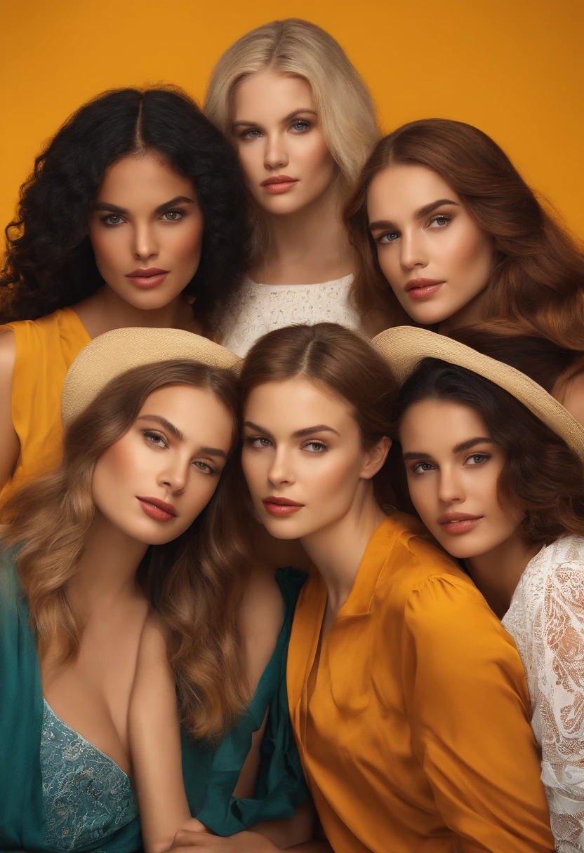 A group of women posing for a photo in a studio - SeaArt AI