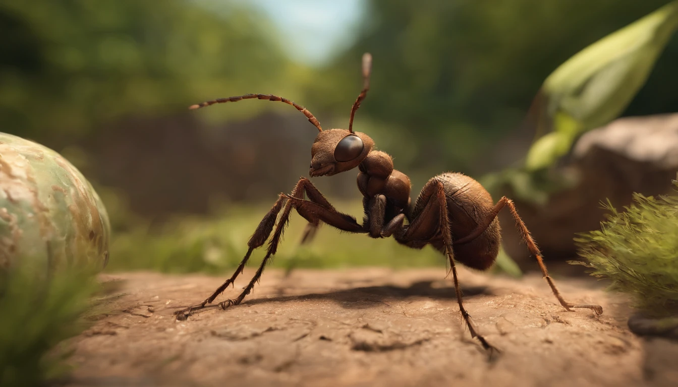 A close up of a ant ant standing on a dirt ground - SeaArt AI