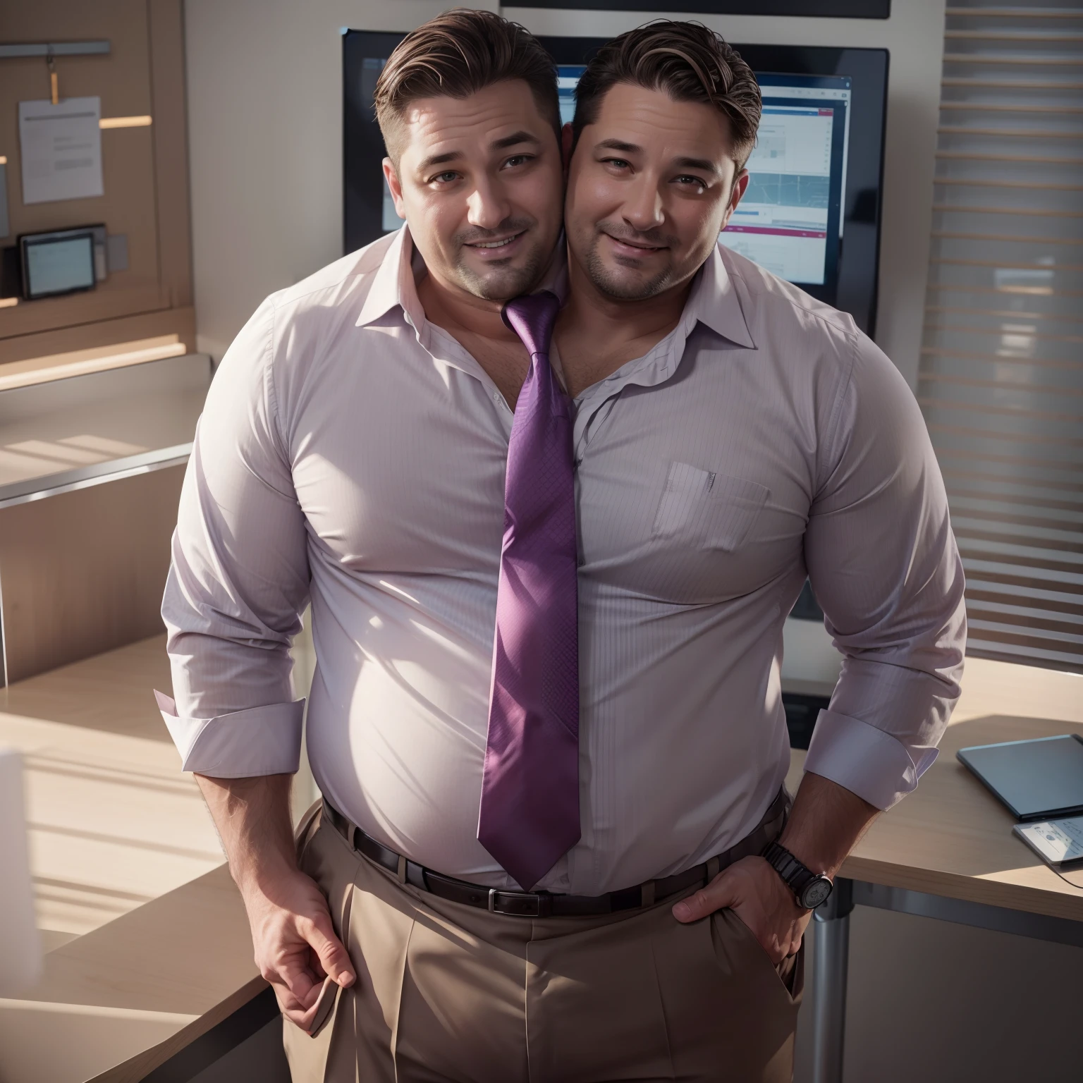 They are two men standing next to each other in a room - SeaArt AI