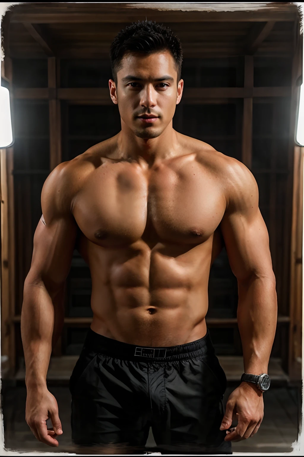 A close up of a man posing for a picture in a gym - SeaArt AI