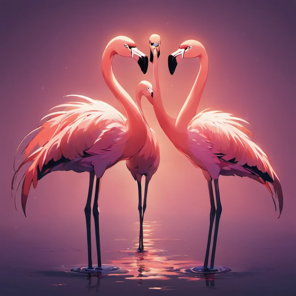 Flamingos standing in the water making a heart shape with their necks ...