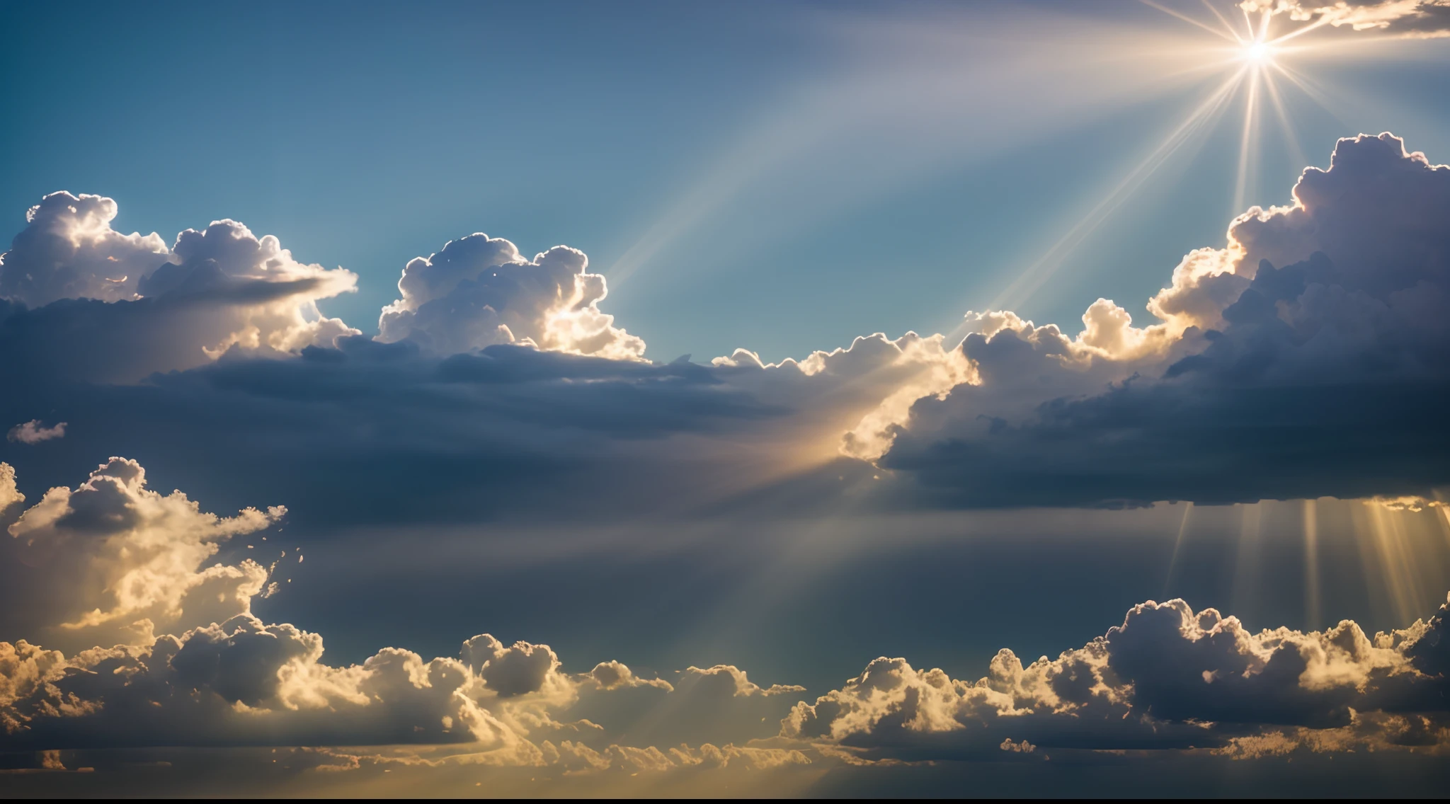 Arafed view of a sky with clouds and sun shining through - SeaArt AI