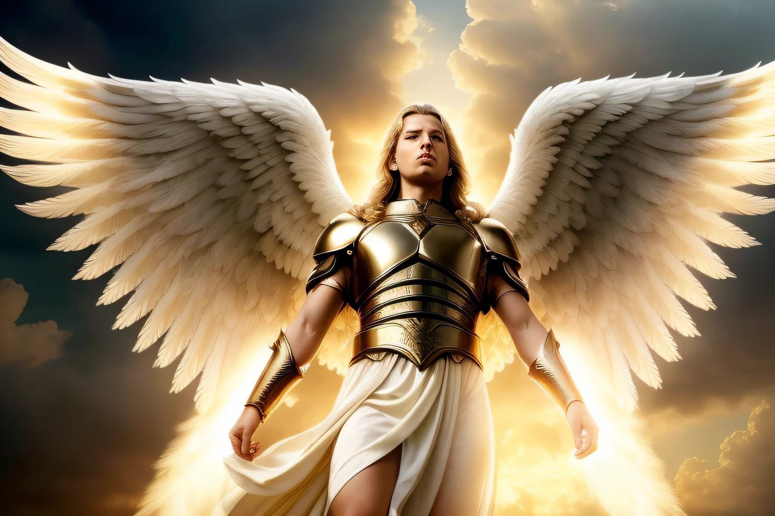 An angel with wings in the sky - SeaArt AI