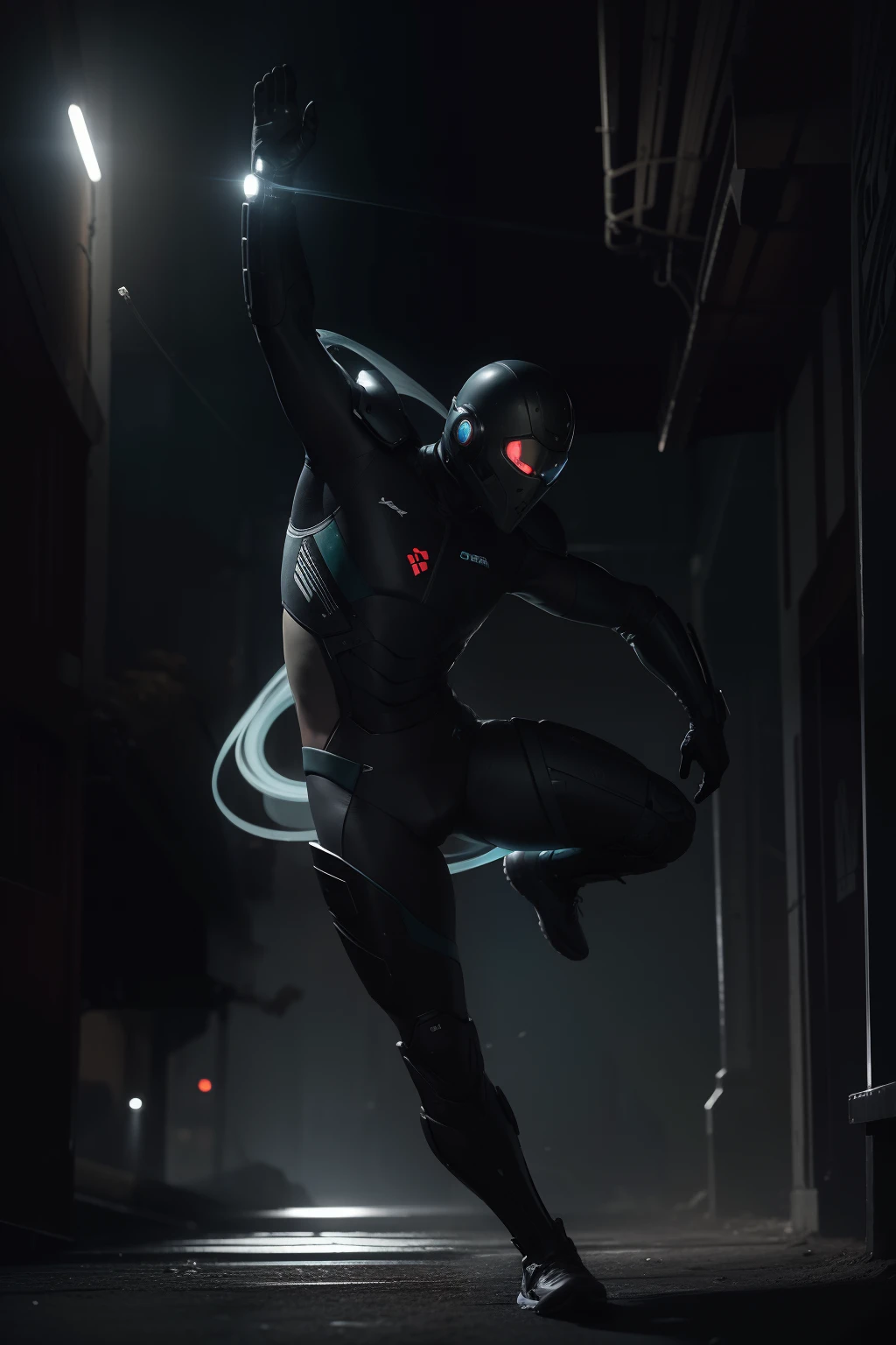 A close up of a person in a suit with a light on - SeaArt AI