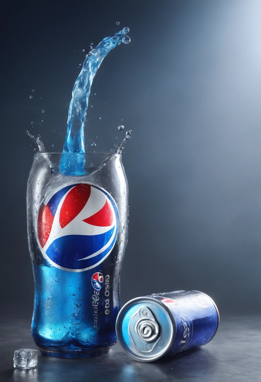 Pepsi cola can with water splashing out of it - SeaArt AI