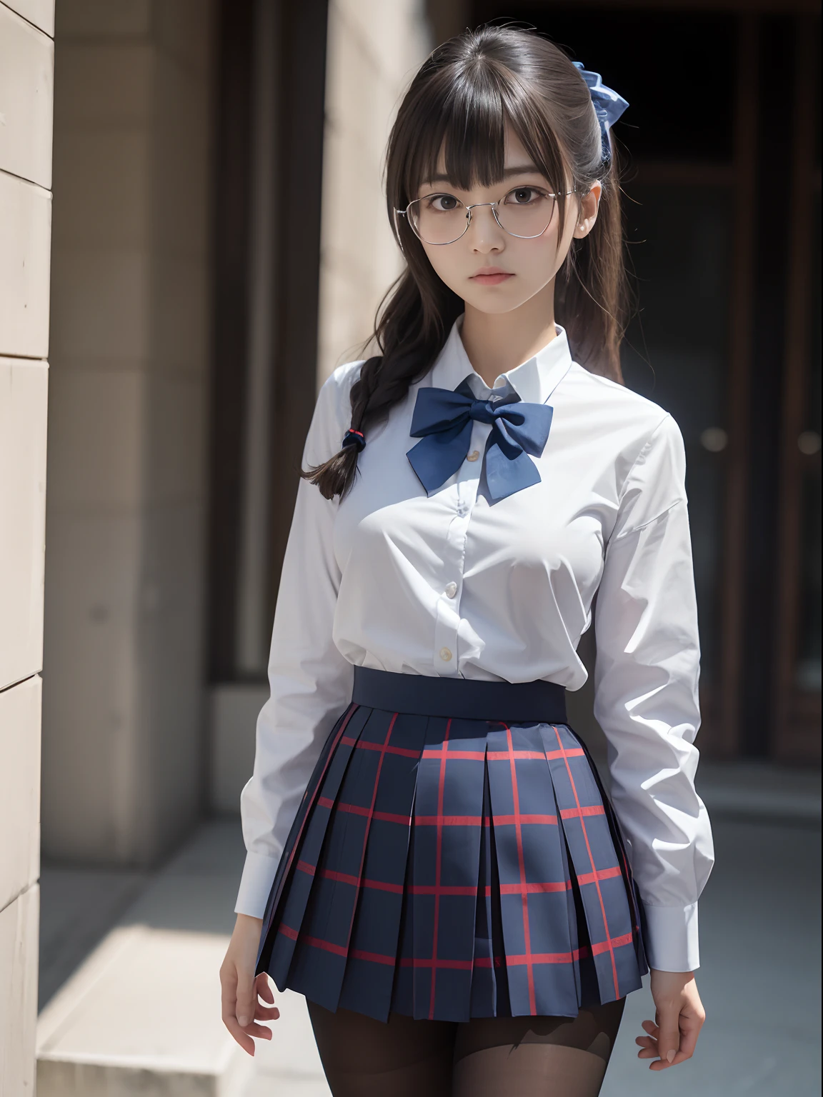 Arafed asian woman in a school uniform posing for a picture - SeaArt AI