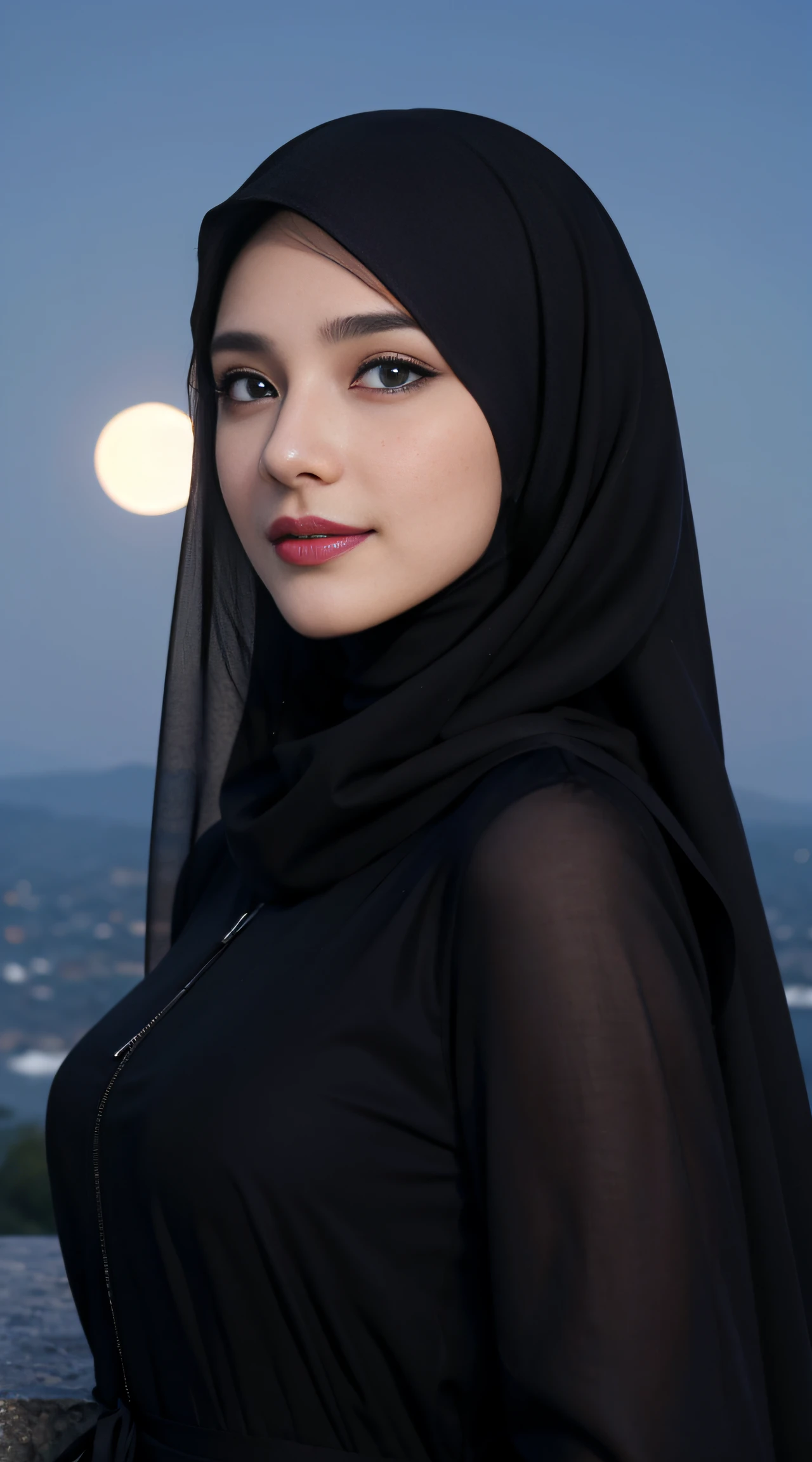 A woman wearing a black hijab and a black veil - SeaArt AI
