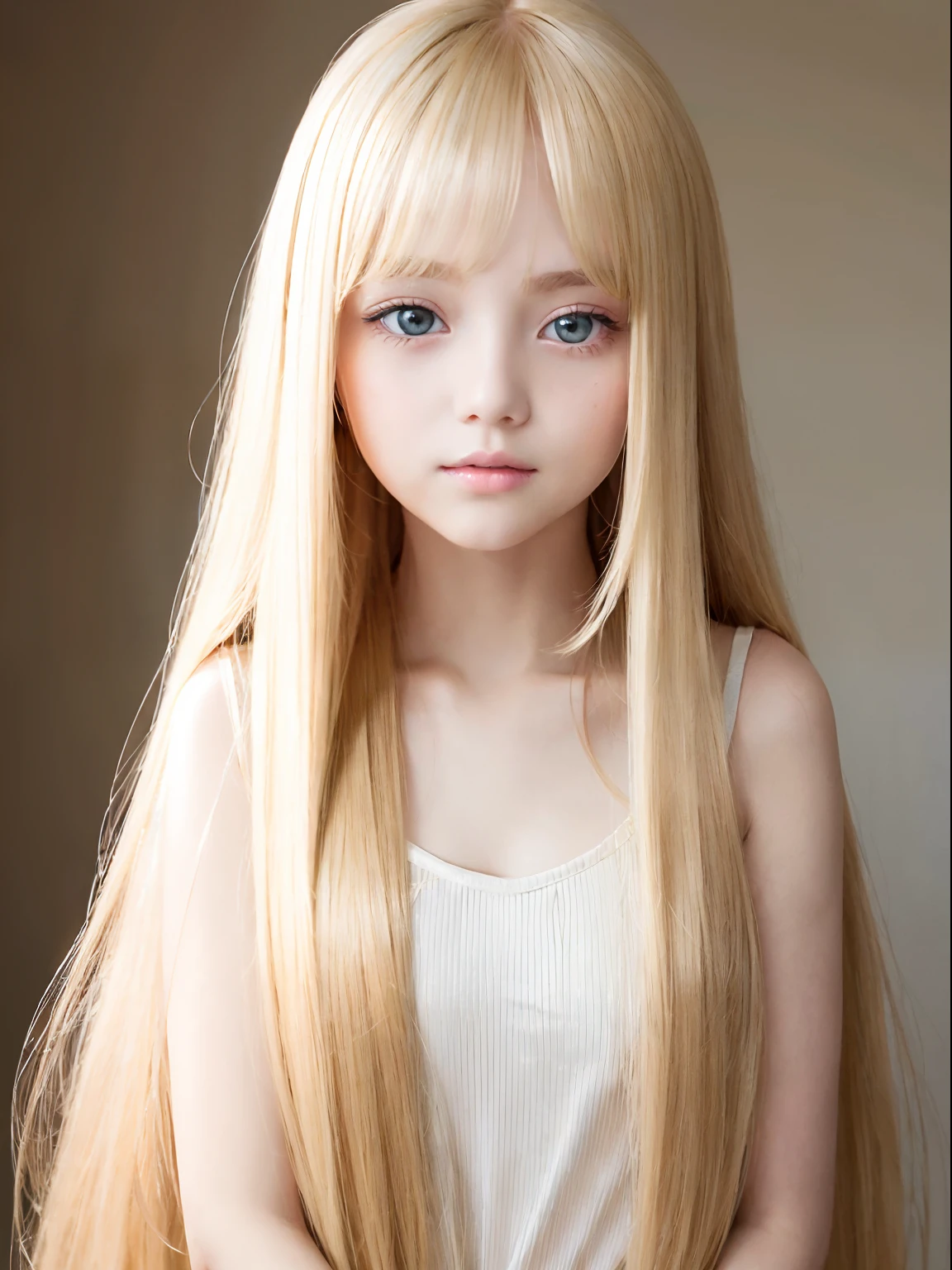 A close up of a young girl with long blonde hair - SeaArt AI