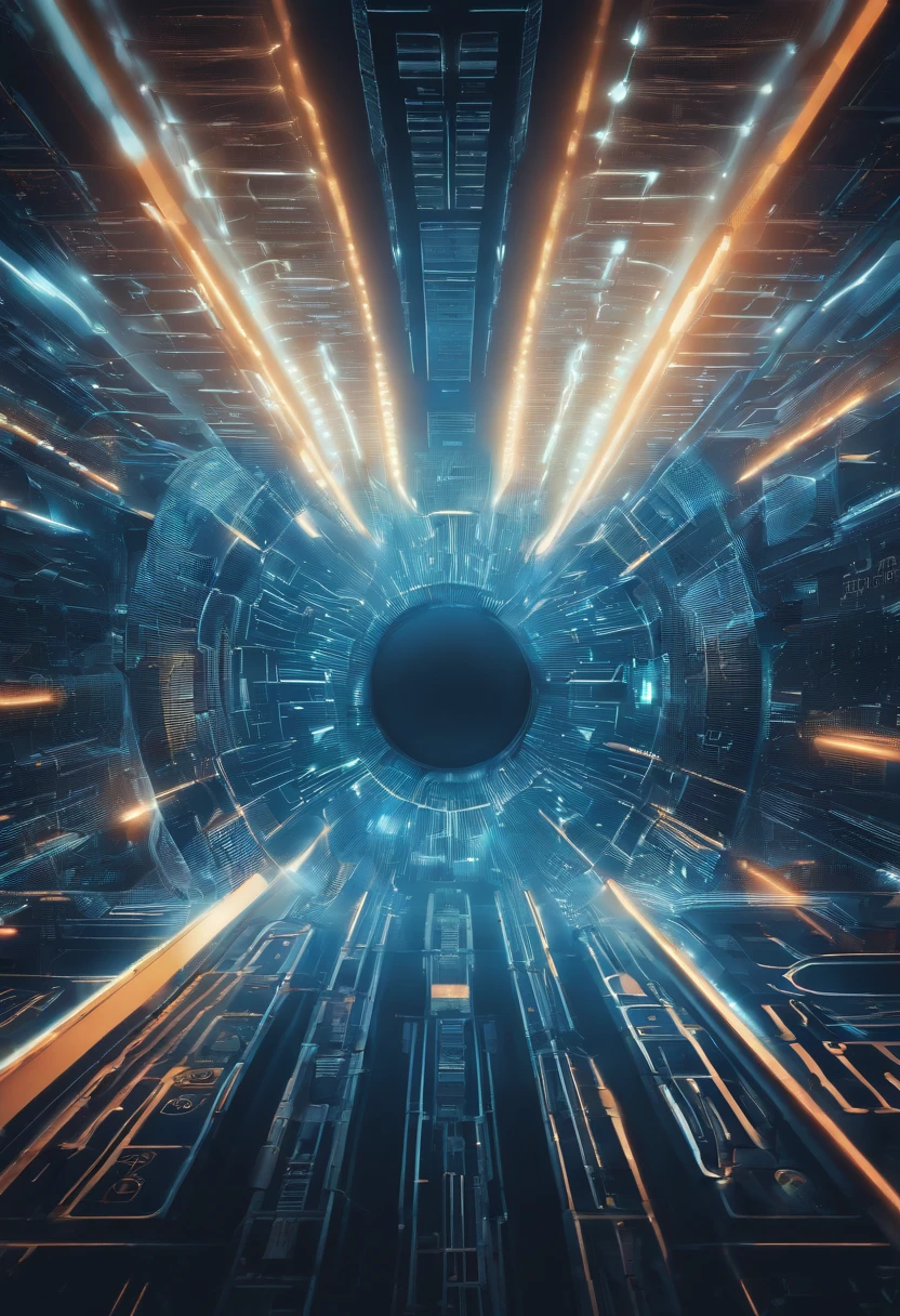 A futuristic sci - fio background with a blue and orange light - SeaArt AI