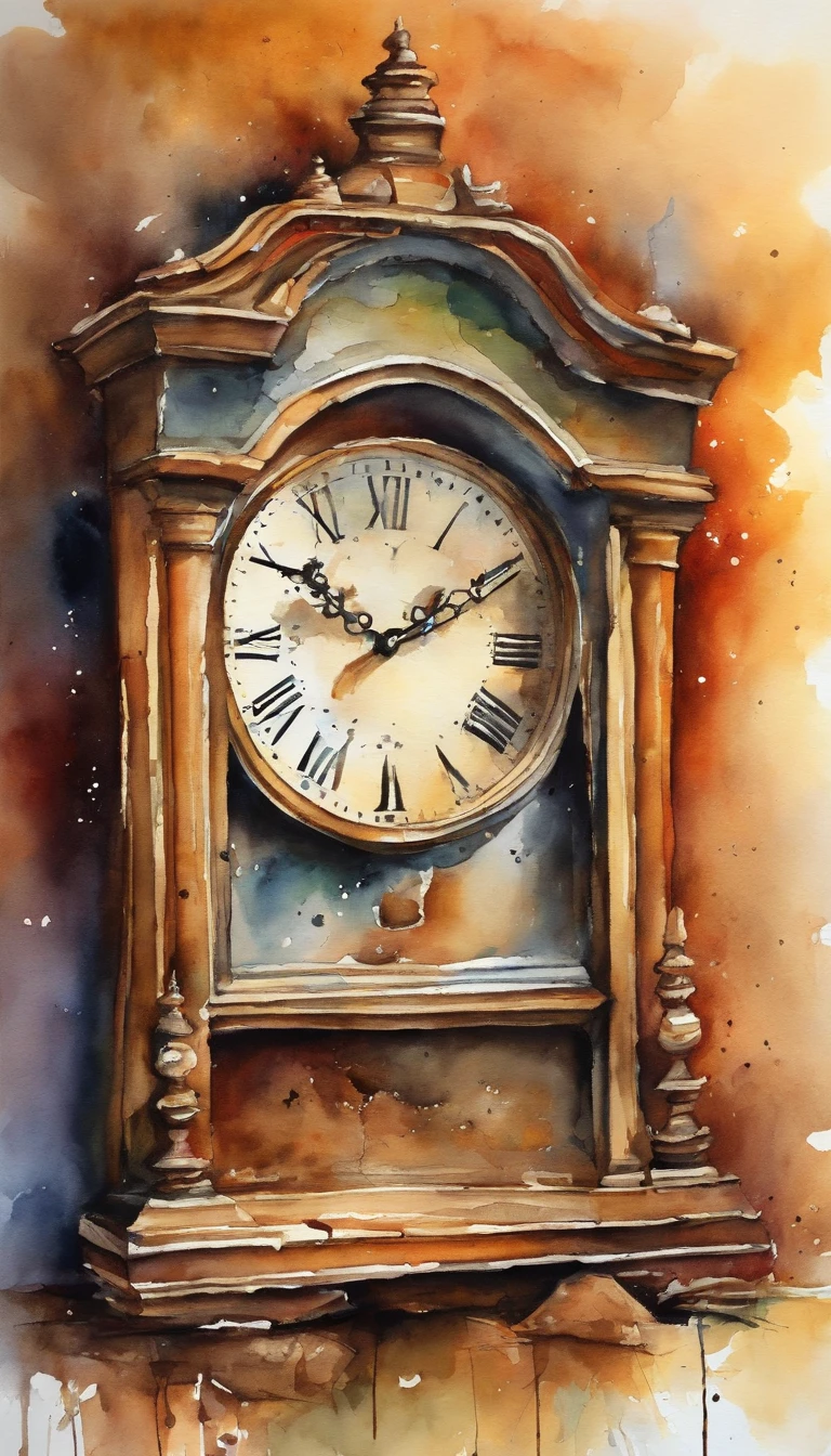 Painting of a clock with roman numerals on the face - SeaArt AI