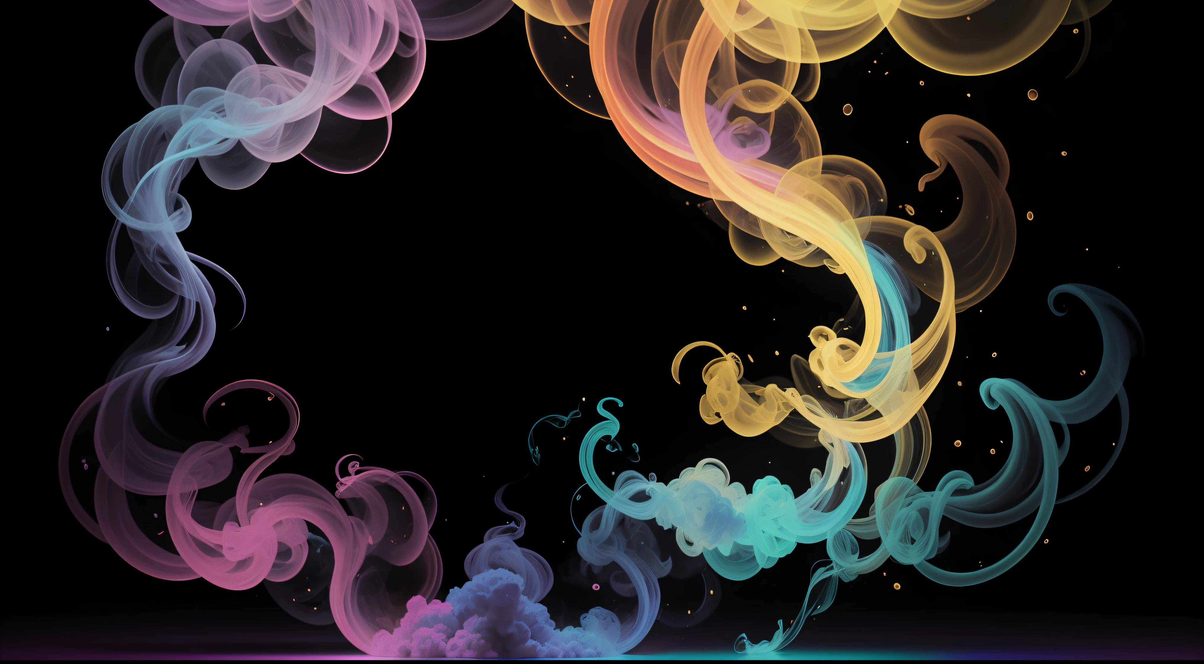 A close up of a colorful smoke swirl on a black background - SeaArt AI