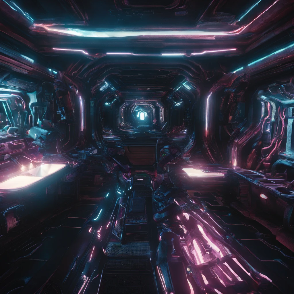 A futuristic spaceship with a large corridor and a large window - SeaArt AI