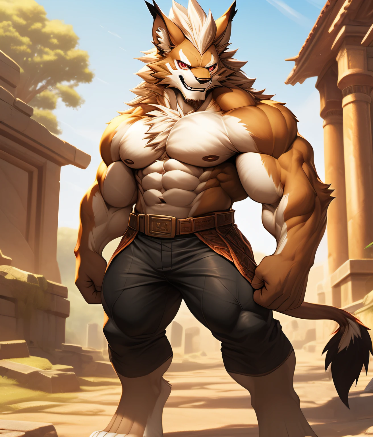 A cartoon image of a man with a furry face and a large body - SeaArt AI