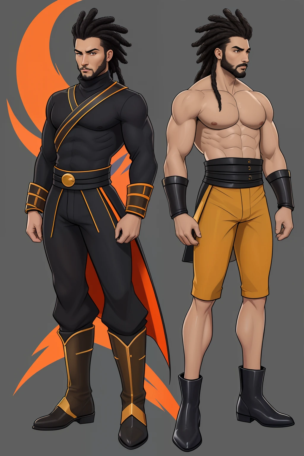 A couple of men in different outfits standing next to each other ...