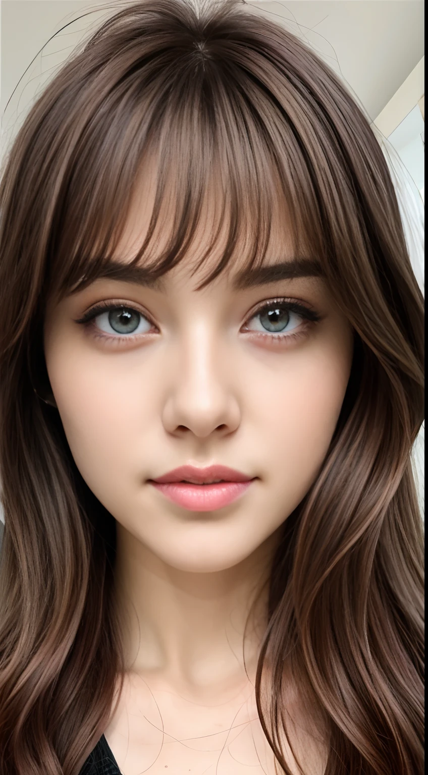 A close up of a woman with long hair and a black top - SeaArt AI