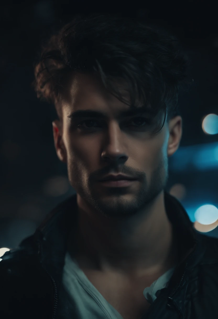 A close up of a man in a leather jacket looking at the camera - SeaArt AI