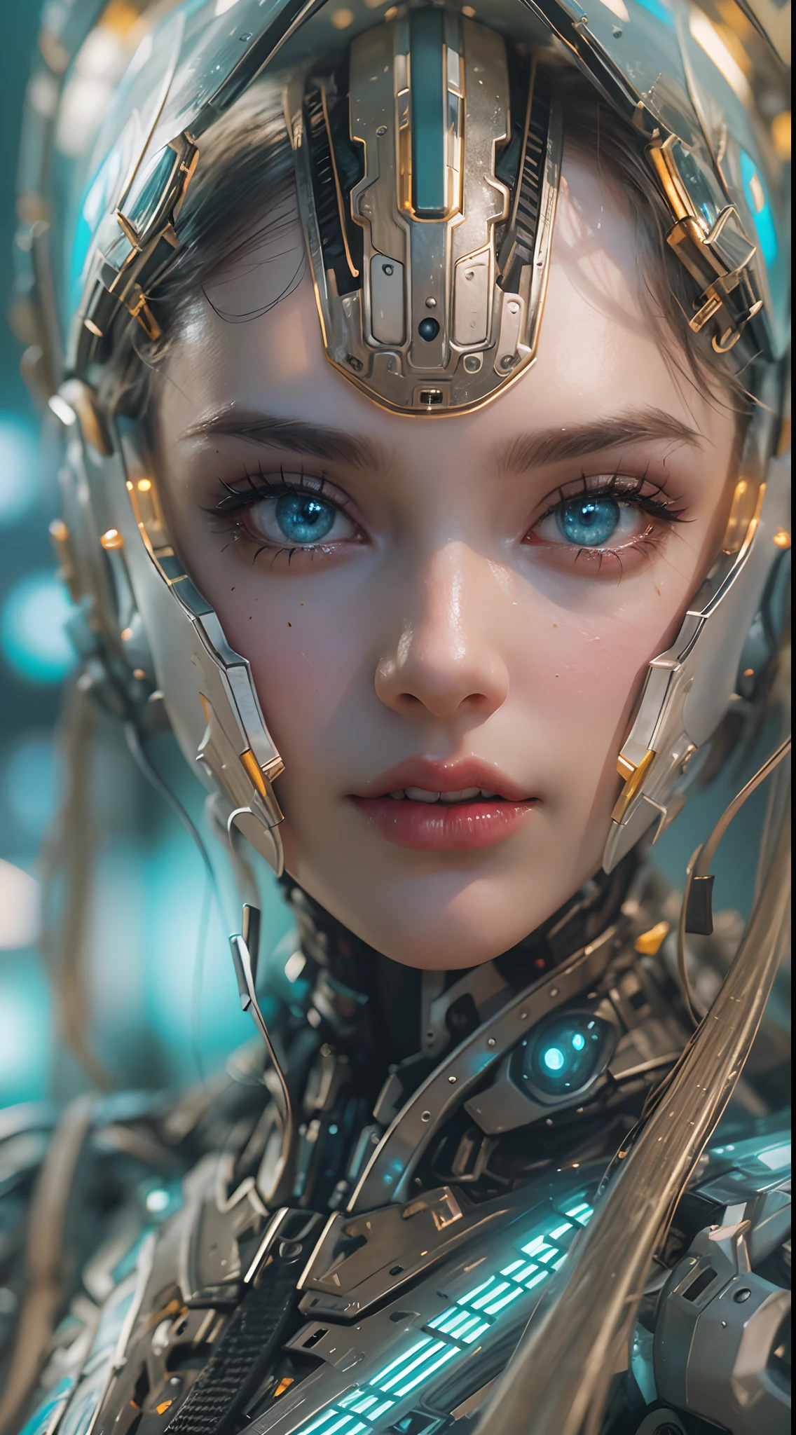 A close up of a woman in a futuristic suit with a helmet on - SeaArt AI