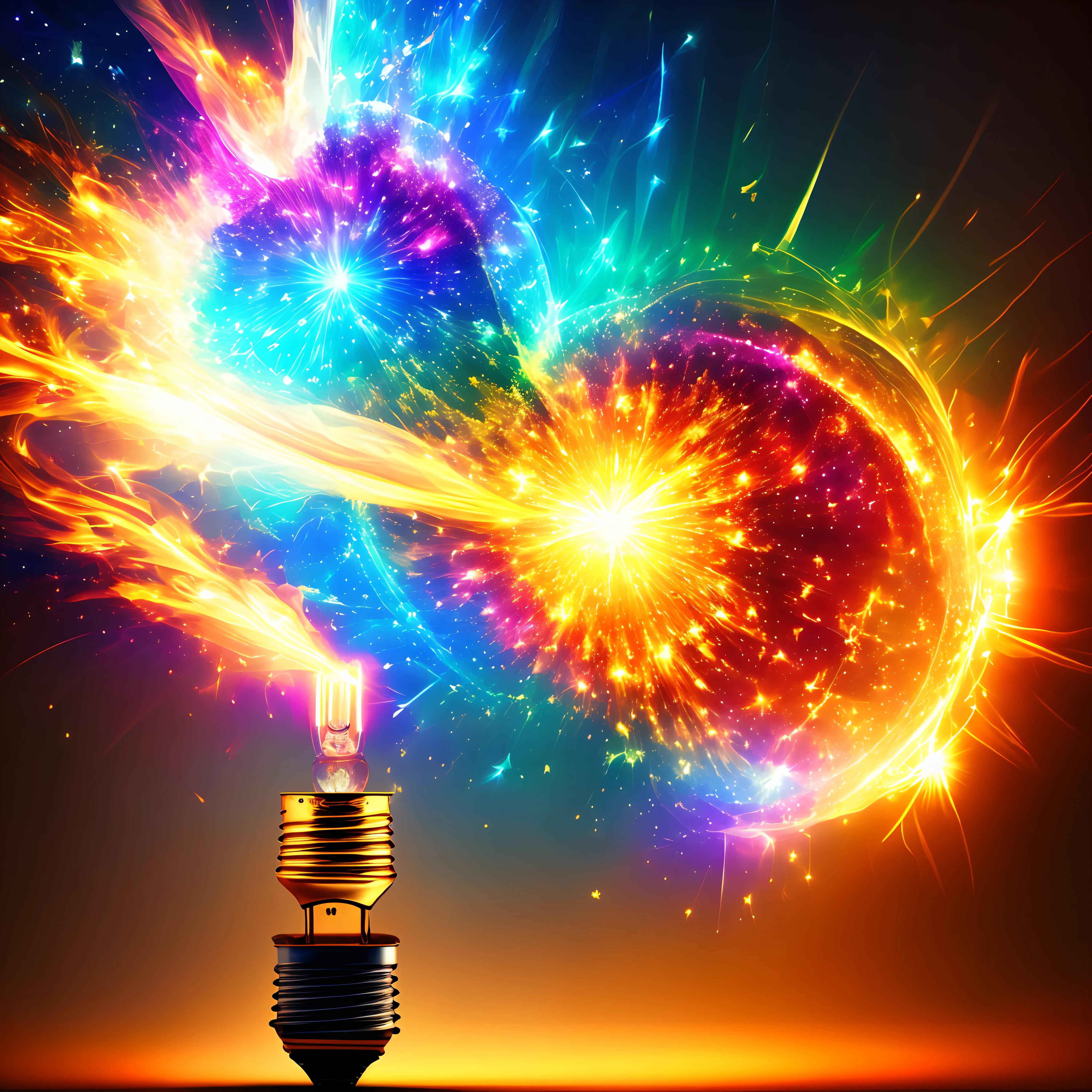 A bright light bulb with a bright explosion coming out of it - SeaArt AI