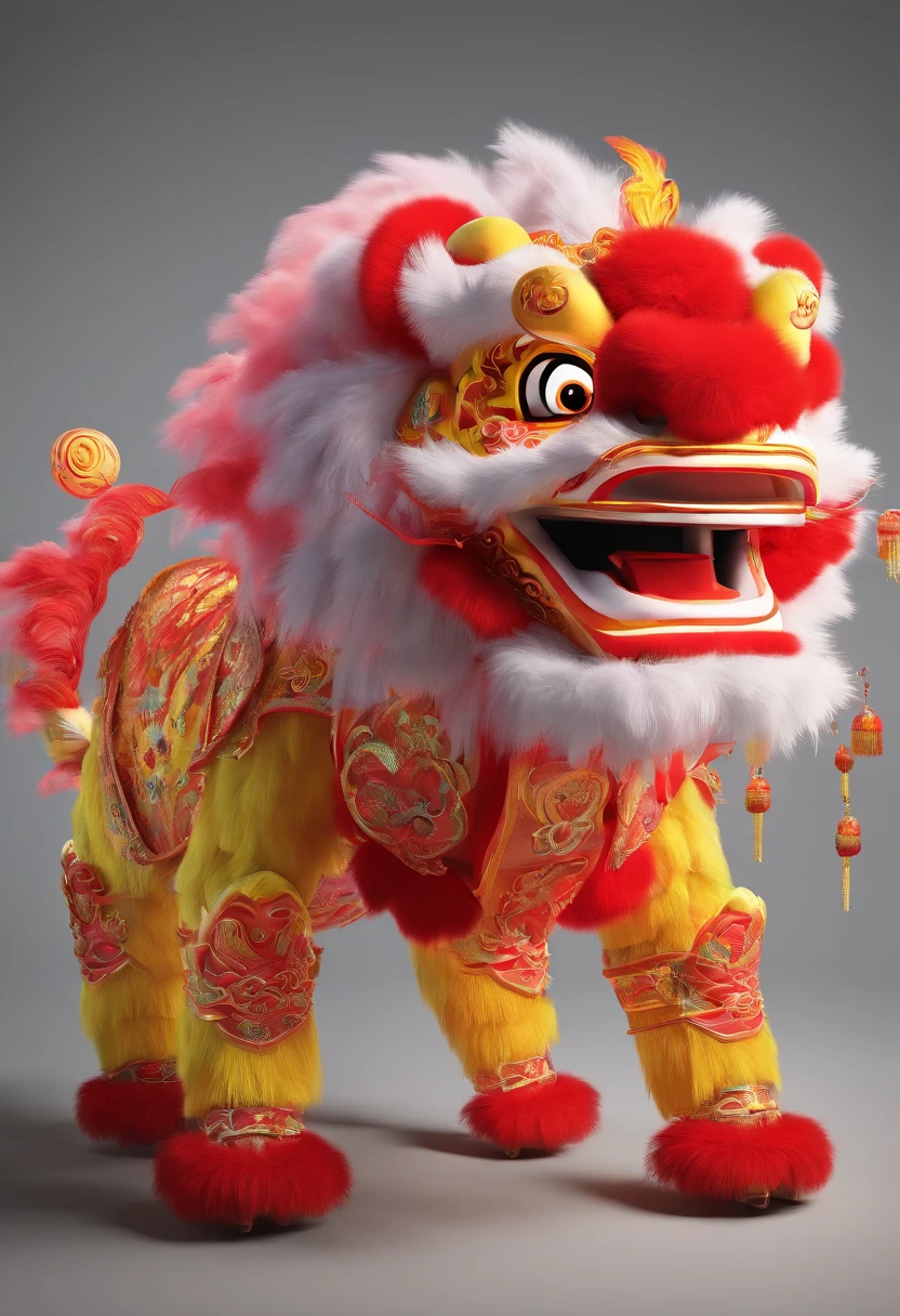 A close up of a red and yellow lion with a red mane - SeaArt AI