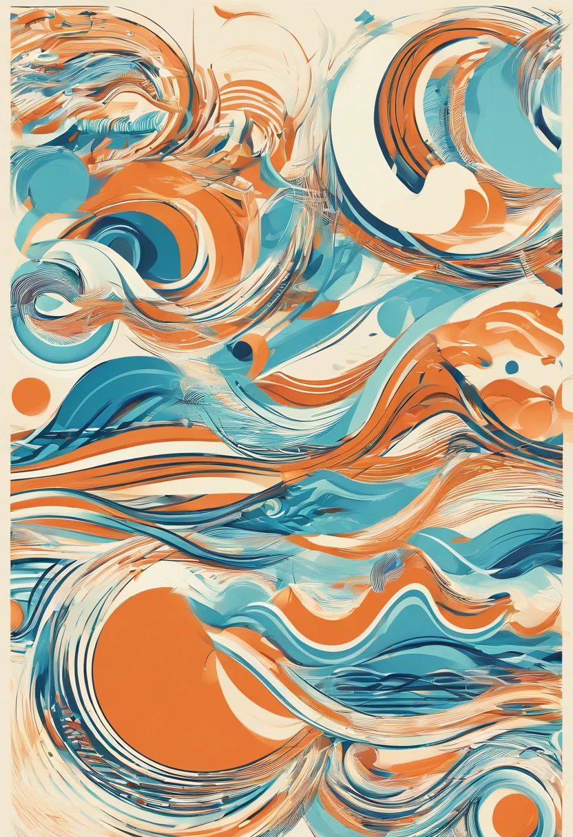 A painting of a colorful swirly design on a beige background - SeaArt AI