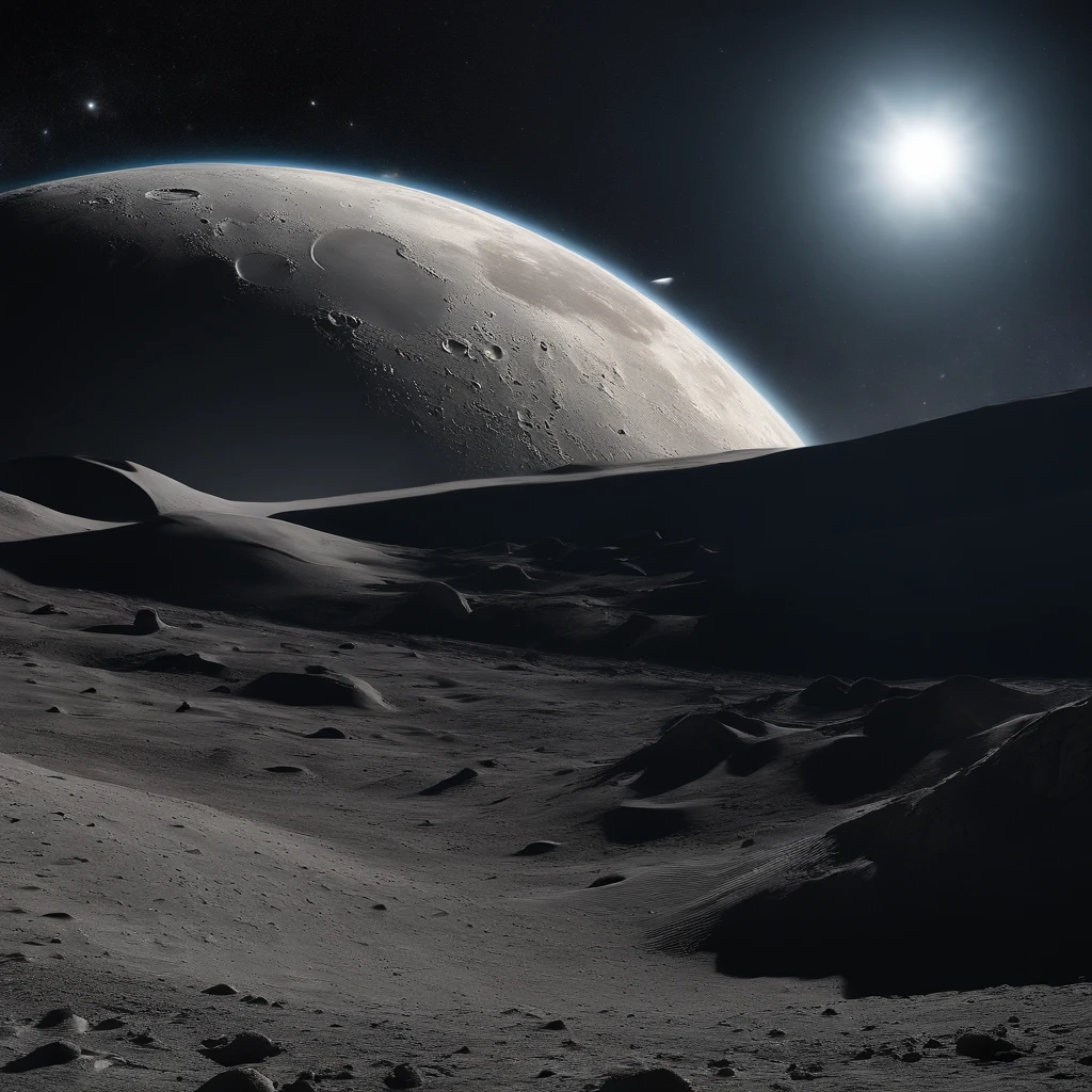 An artist's rendering of a planet with a moon in the background - SeaArt AI