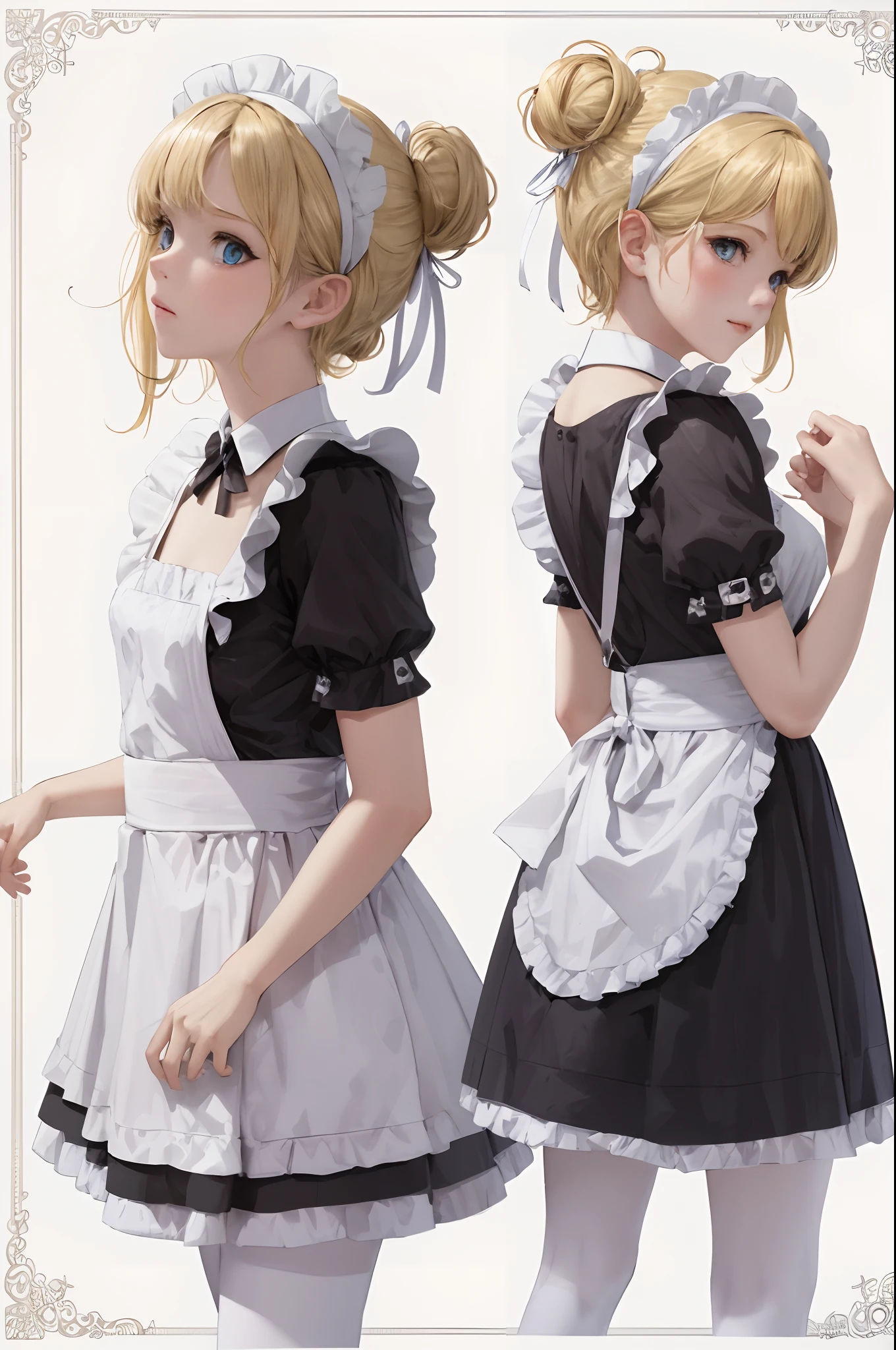 Two women in maid uniforms are posing for a picture - SeaArt AI