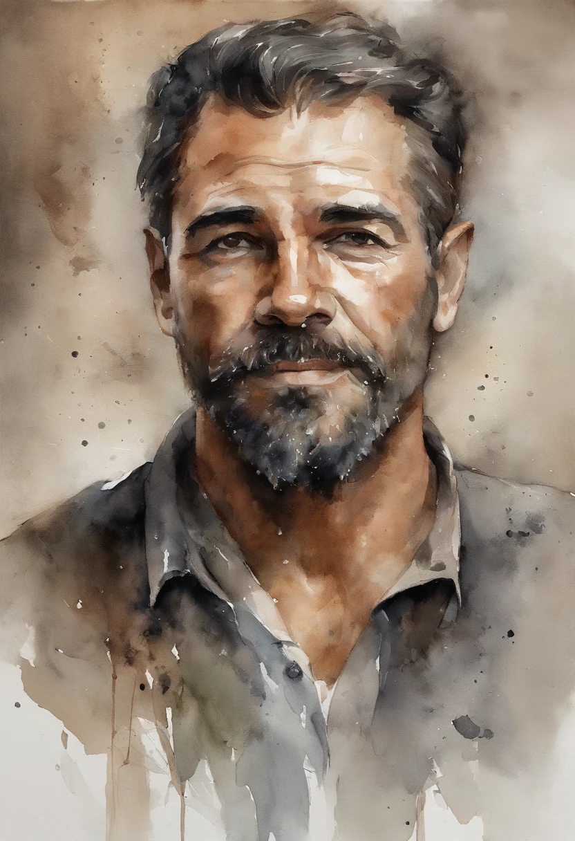 A painting of a man with a beard and a shirt - SeaArt AI
