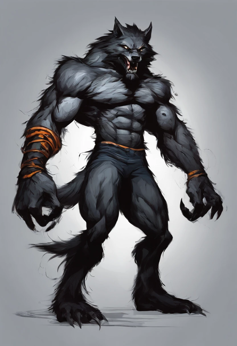 A drawing of a werewolf with a large head and claws - SeaArt AI