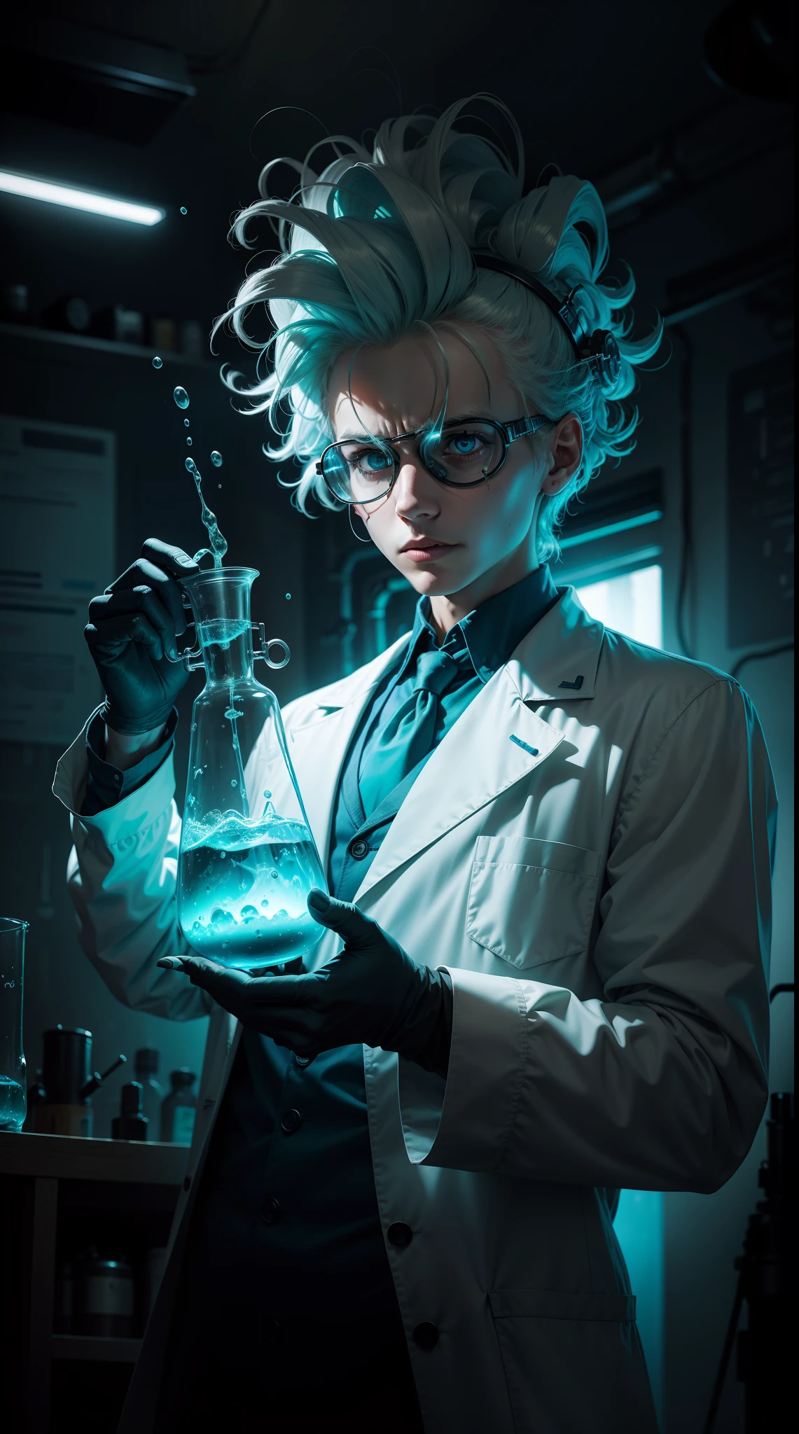 A close up of a person holding a flask in a laboratory - SeaArt AI