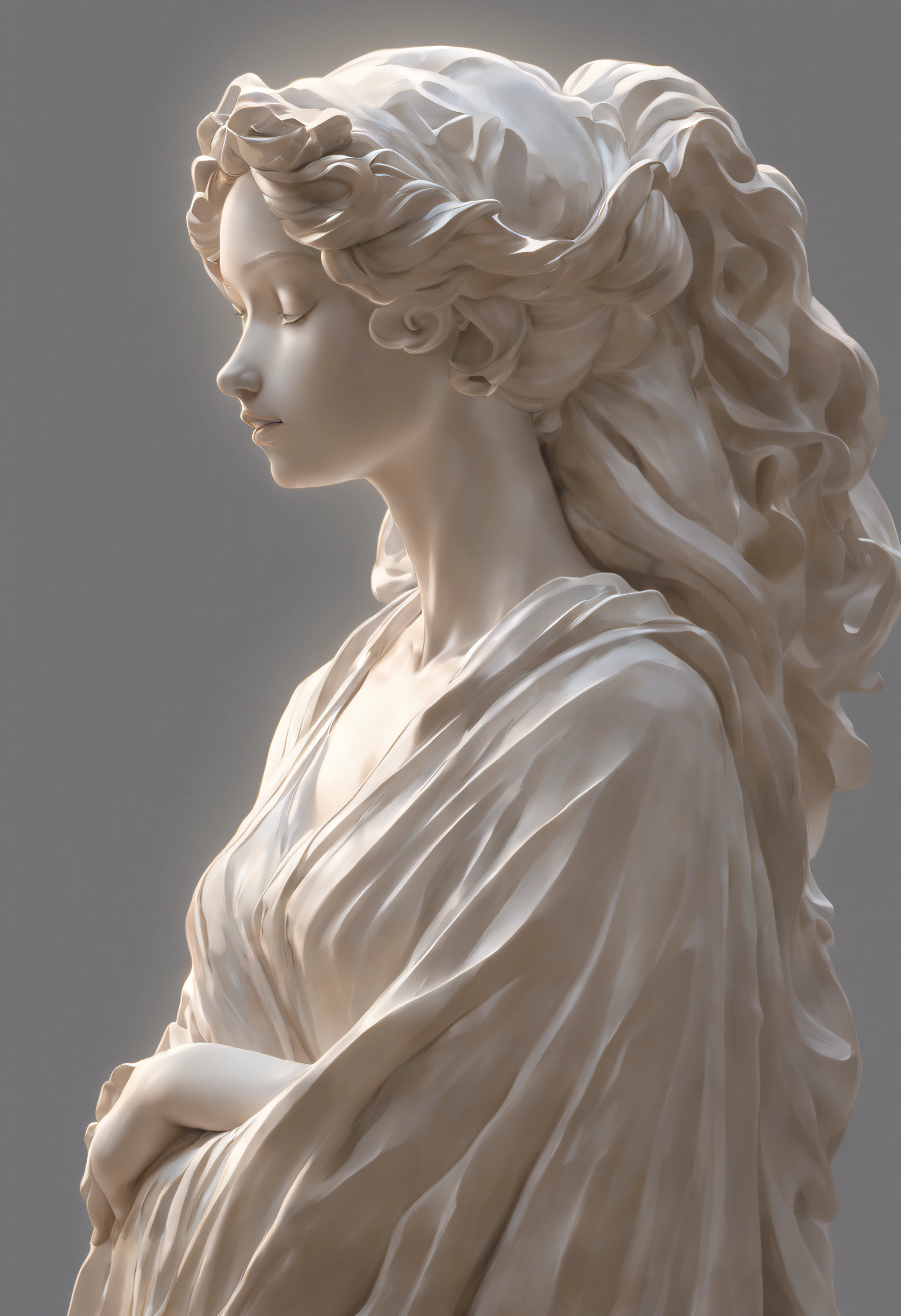 A close up of a statue of a woman with a long hair - SeaArt AI