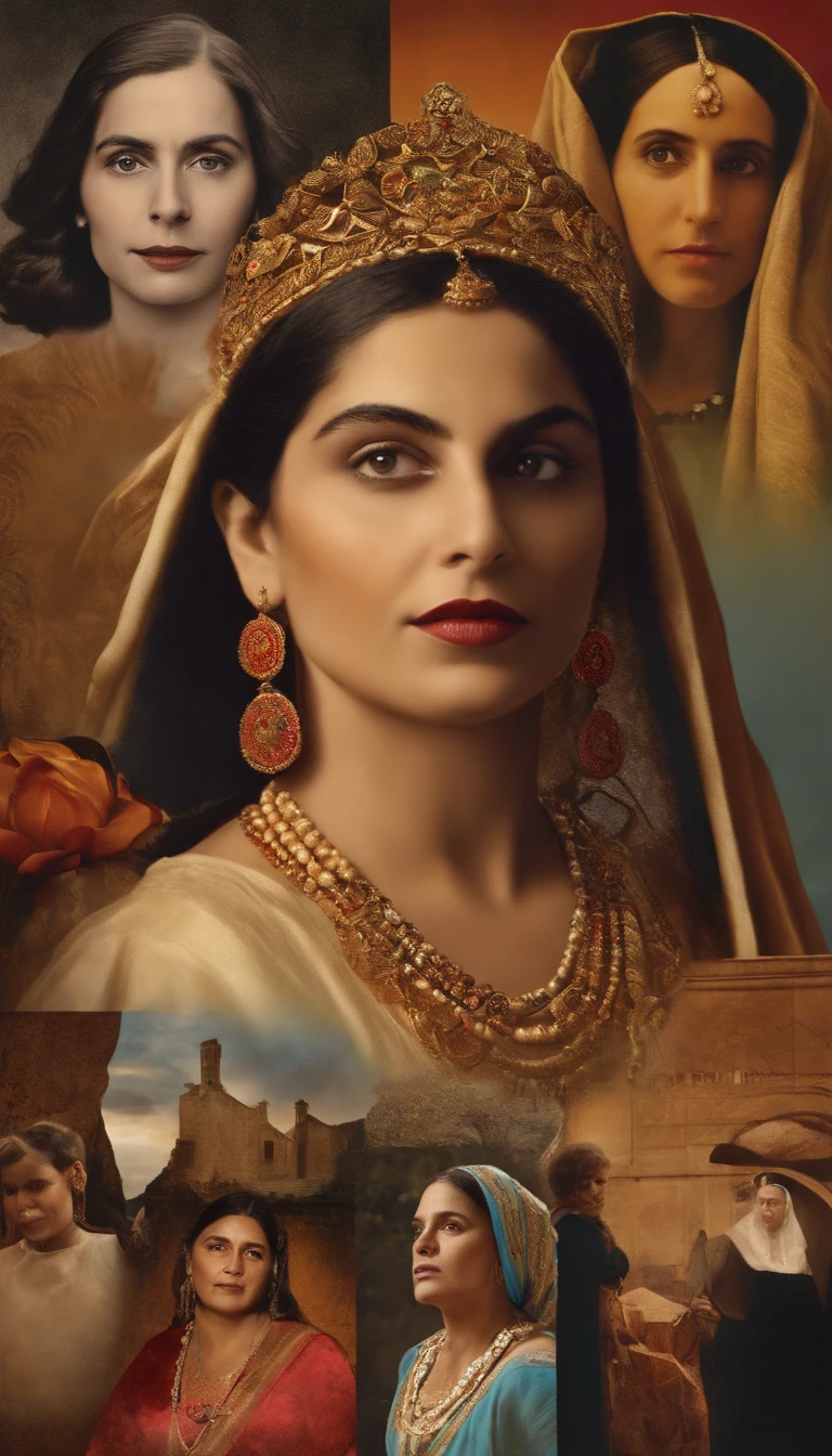 A collage of photos of women in traditional clothing and jewelry ...